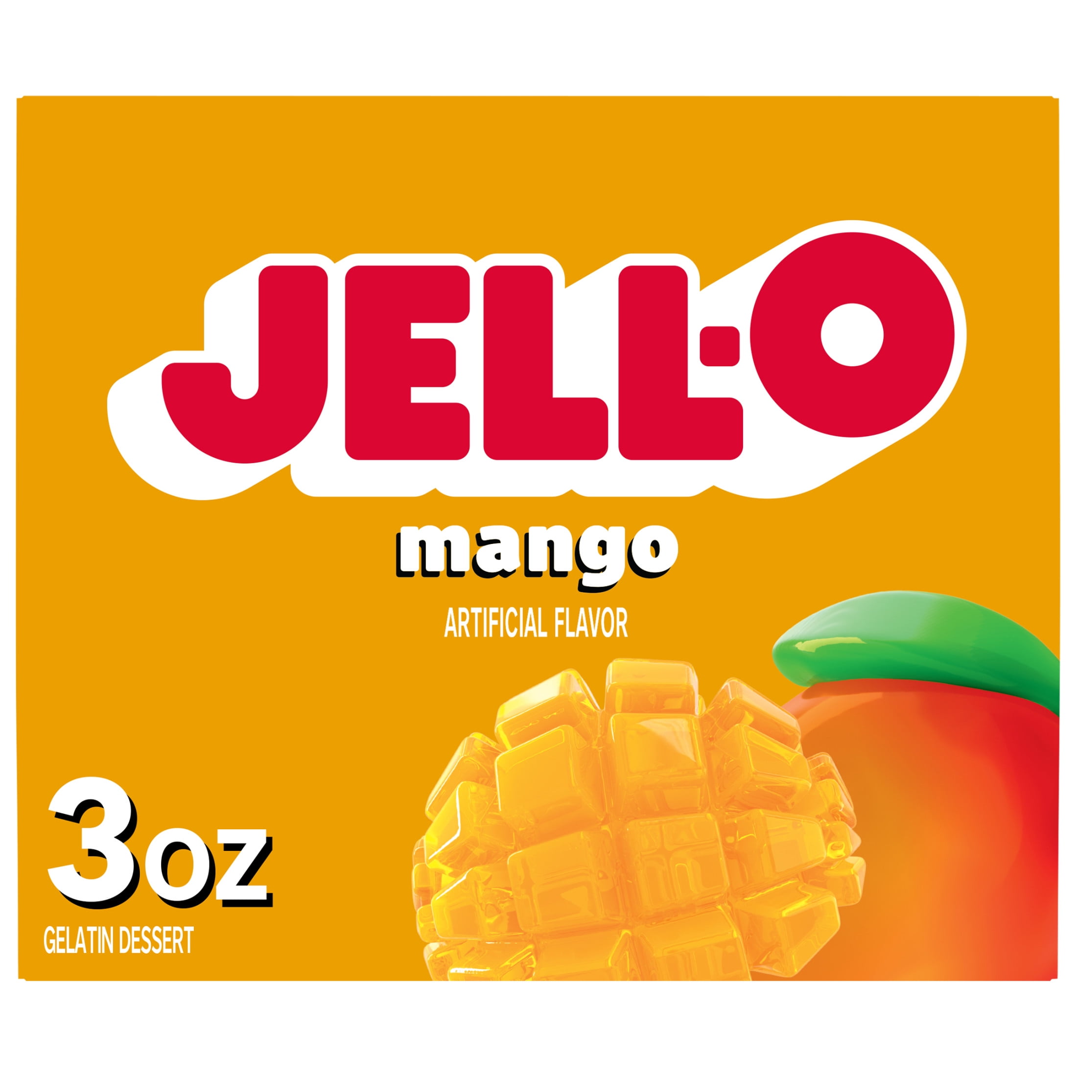 Jell-O Mango Artificially Flavored Gelatin Fruit Dessert Mix, 3 oz Box ...