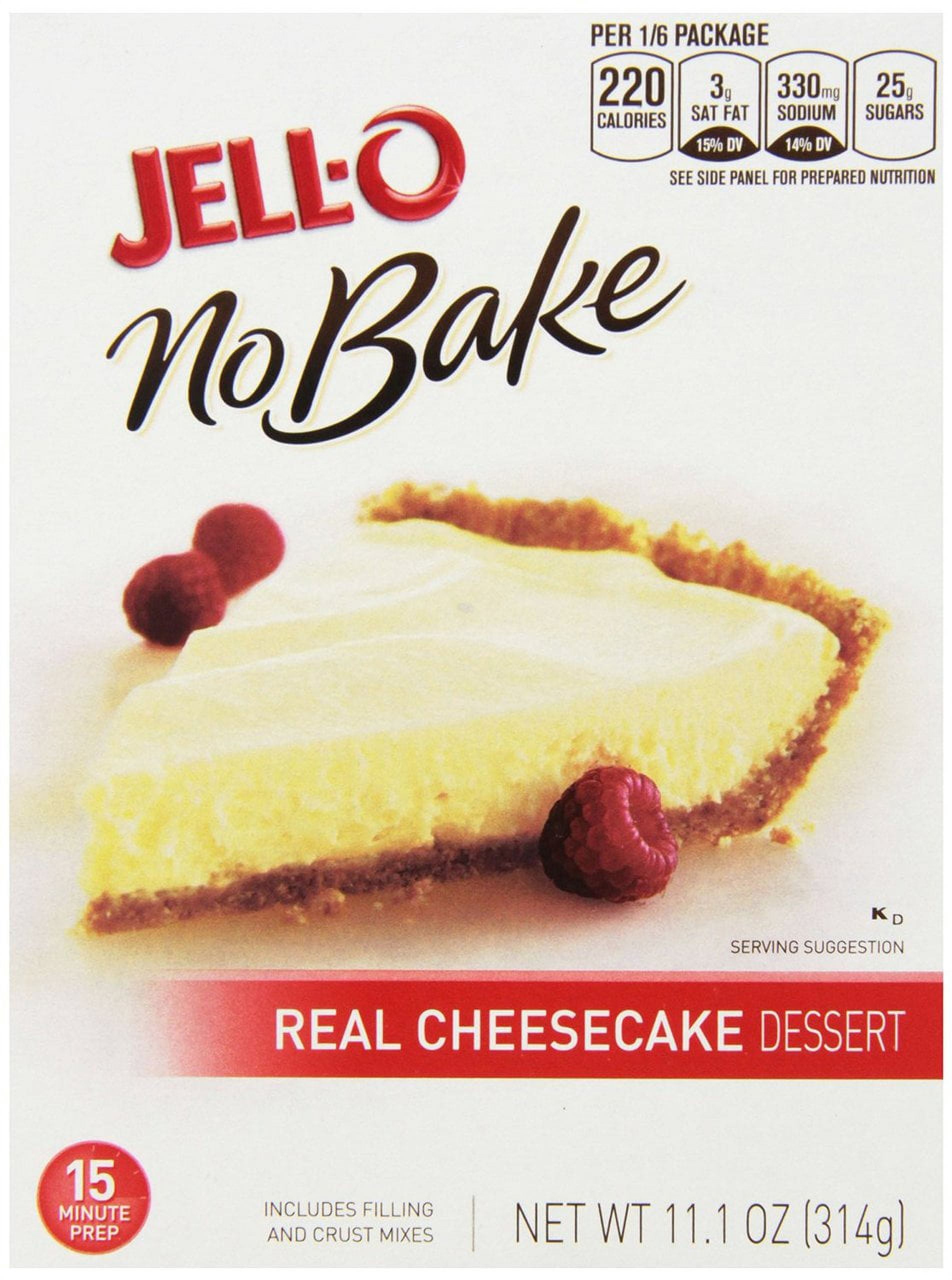 Jell-O No Bake Real Cheesecake Dessert, 11.1 oz - Case of 6 - Walmart ...