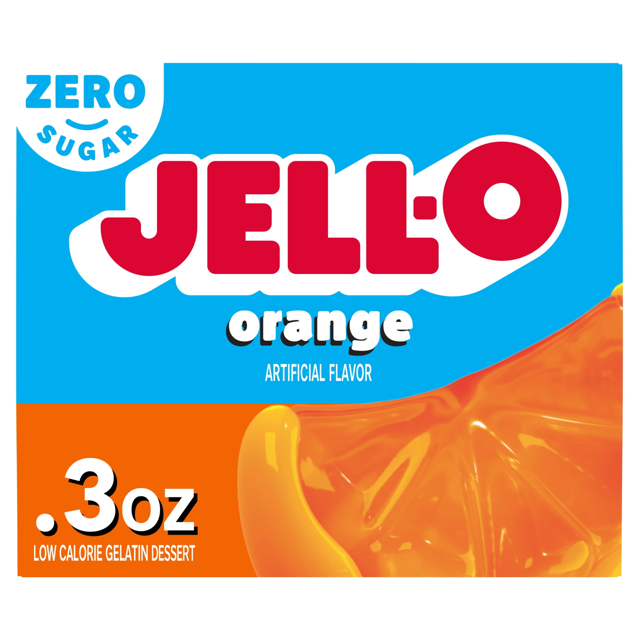 Jell-O Zero Sugar Orange Gelatin Dessert Mix, Low Calorie, Artificially ...