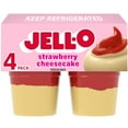 Jell-O Strawberry Artificially Flavored Ready-to-Eat Cheesecake Snack Cups, 4 Ct Pack - Walmart.com