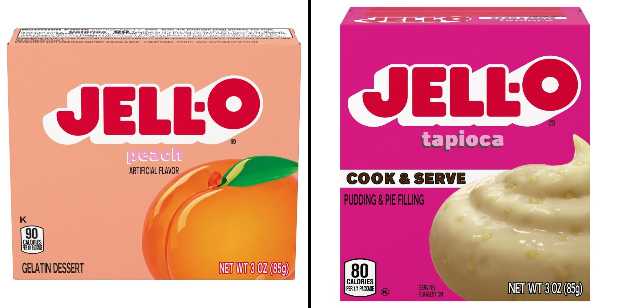 Jell-O Peach Gelatin Dessert Mix 3 oz & Jell-O Cook & Serve Tapioca ...