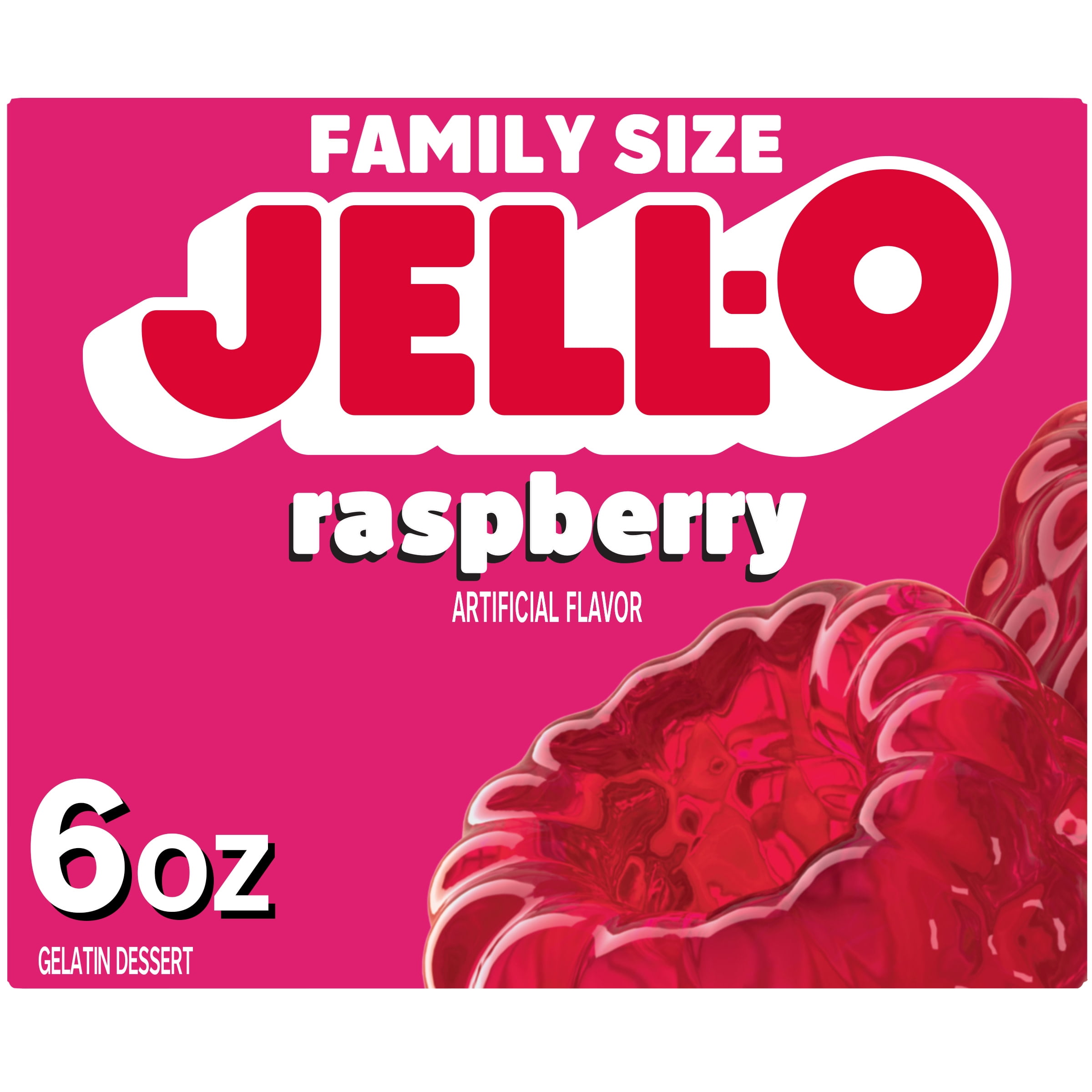 Jell-O Raspberry Artificially Flavored Gelatin Dessert Mix, Family Size ...