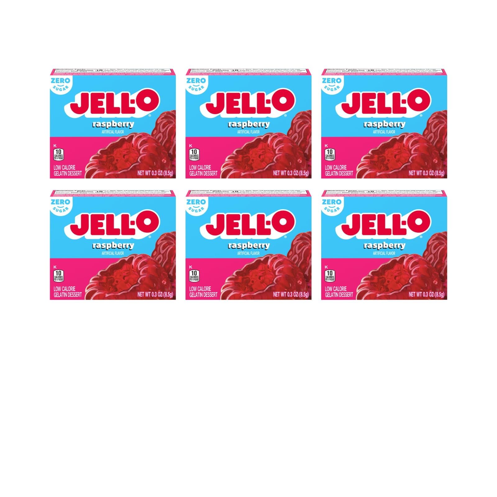 Jell-O Raspberry Sugar-Free Gelatin DEF29 Mix (0.3 oz Boxes, Pack of 6 ...