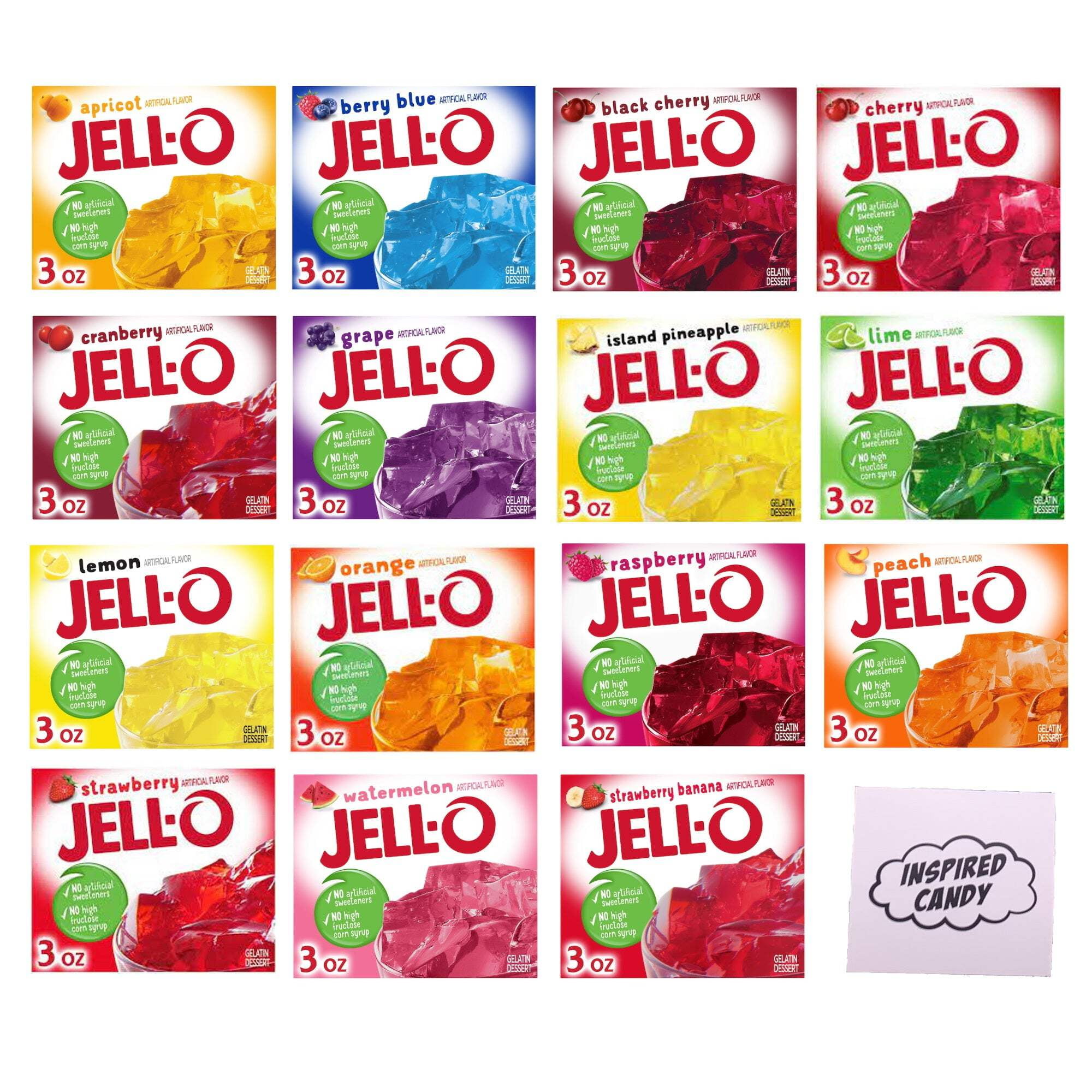 Jell-O Regular 3oz, 15 Flavor Variety Pack - Walmart.com