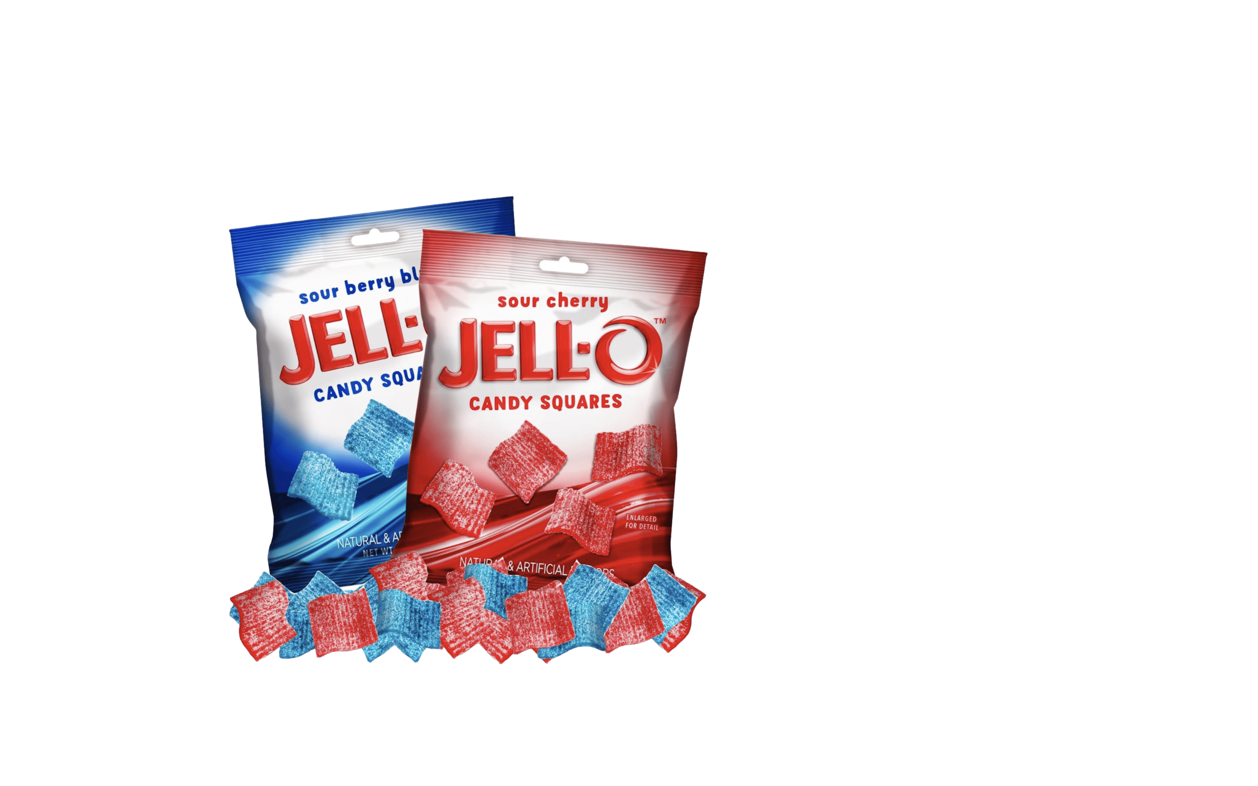 Jell-O Sour Candy Squares Berry Blue Cherry Red Soft Chewy 4 Pack 4.5 ...