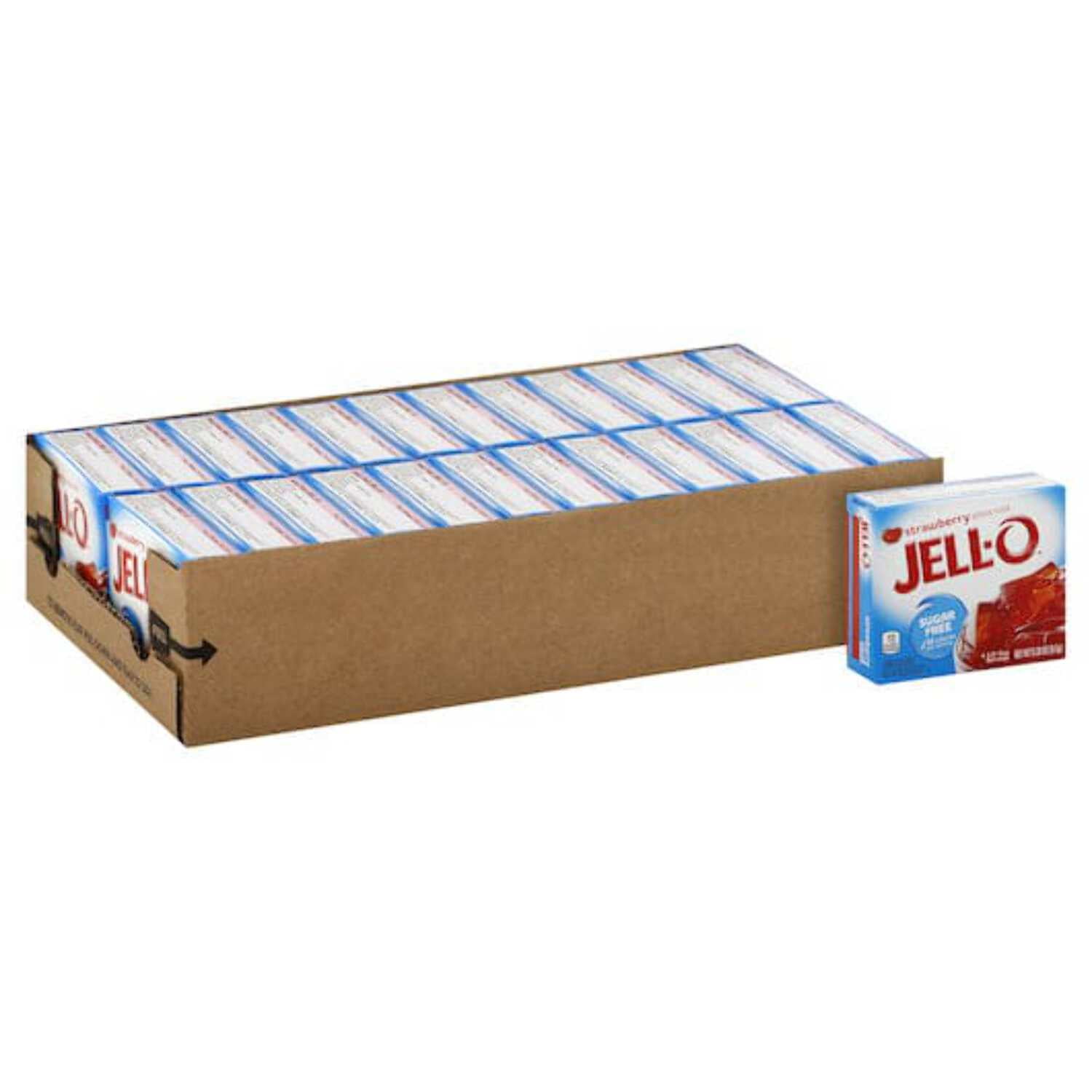 (24 pack) Jell-O Strawberry Zero Sugar Low Calorie Gelatin Dessert Mix ...