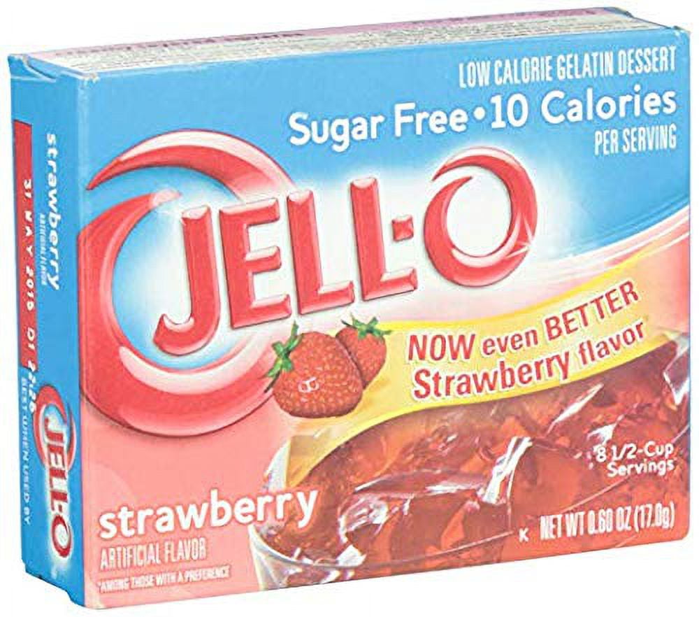 Jell-O Sugar-Free Low Calorie Gelatin Dessert, Strawberry, 0.60 Oz ...