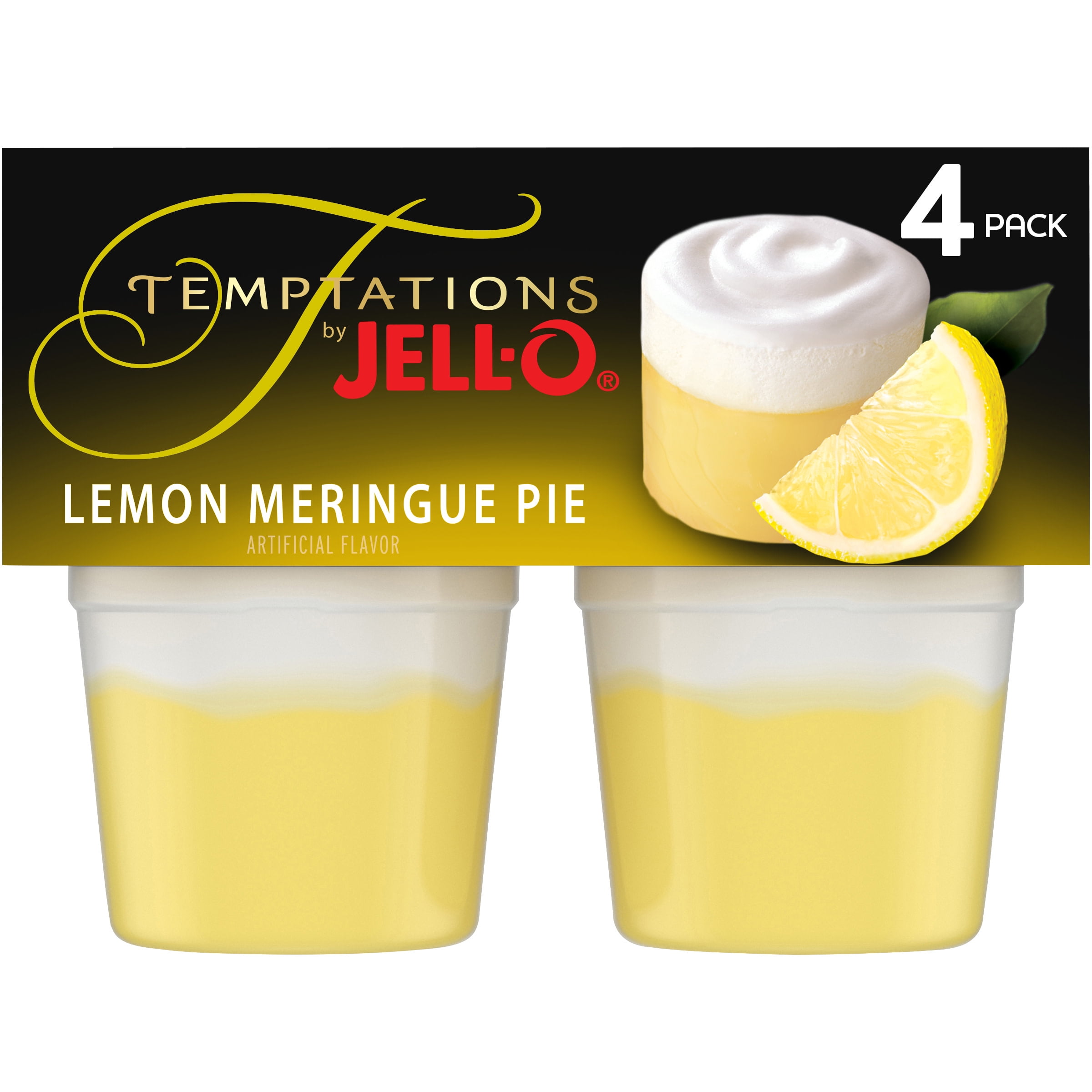 Jell-O Temptations Lemon Meringue Pie Pudding Cups Snack, 4 Ct Cups ...