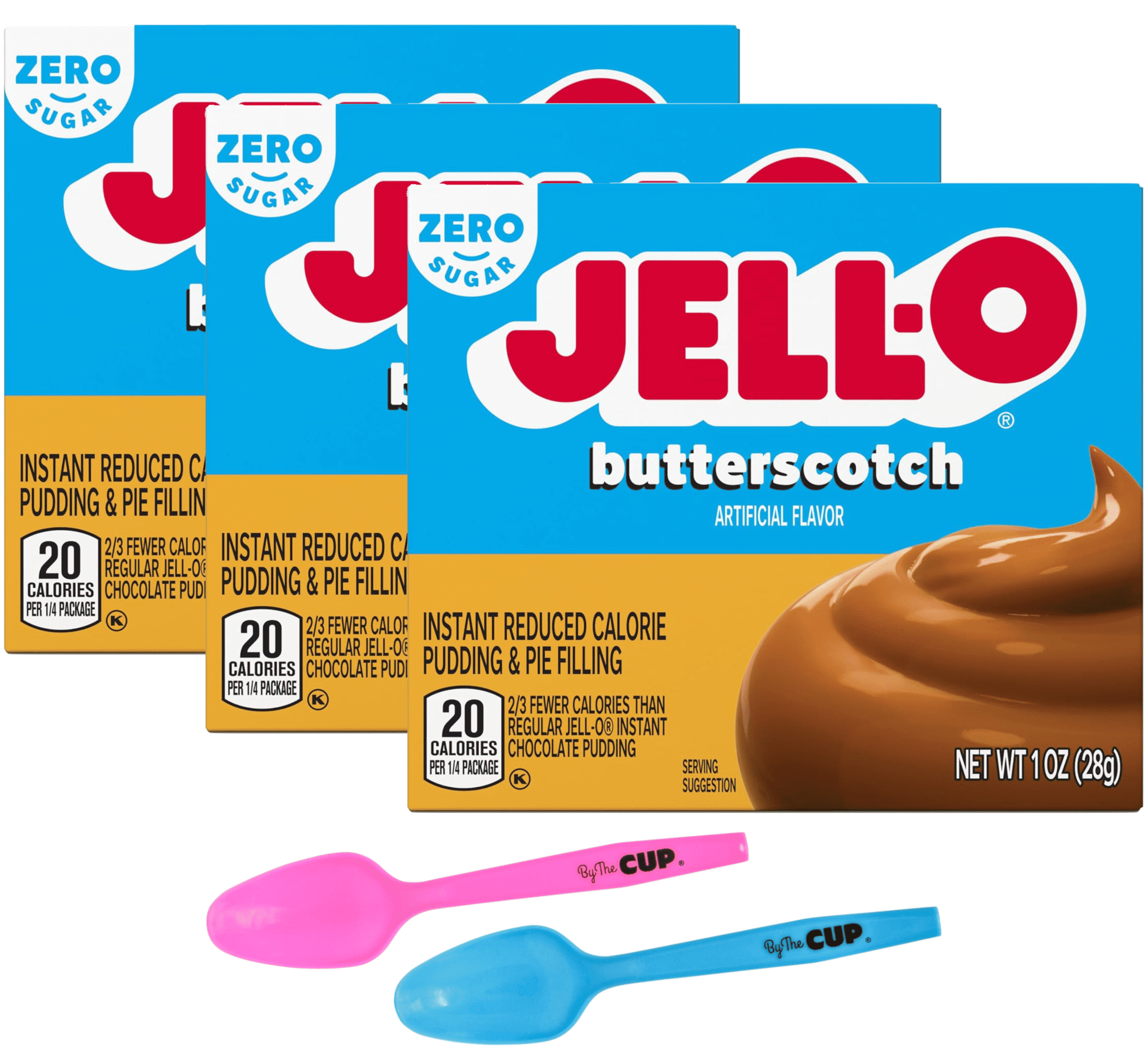 By The Cup, Jell-O Zero Sugar Butterscotch Pudding Mix 1 oz, Pack of 3 ...