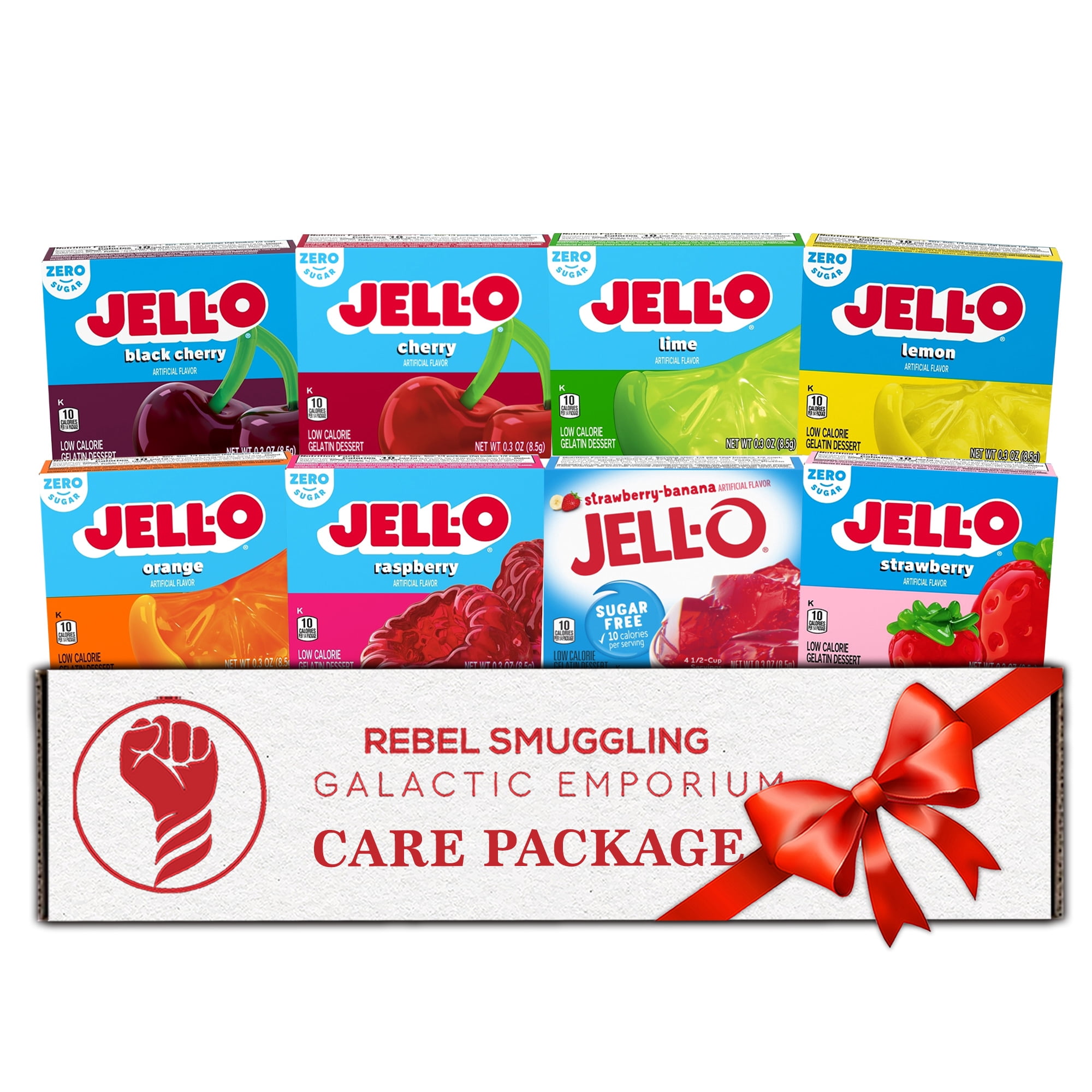 Jell-O Gelatin Variety Pack, 8 Flavors, 0.3oz Packets, Lime, Cherry ...