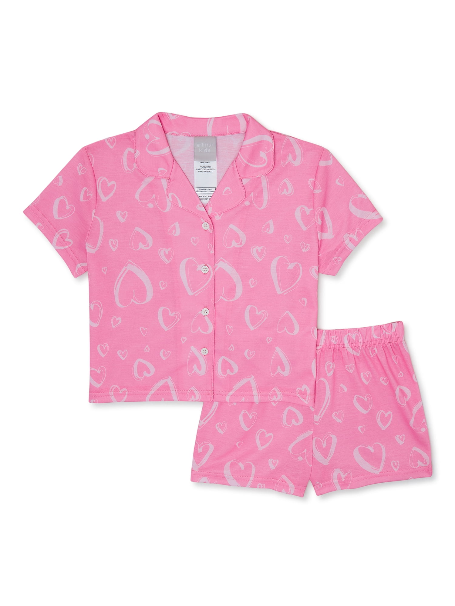 Jellifish Kids Girls Short Sleeve Button Front Top and Shorts 2-Piece ...