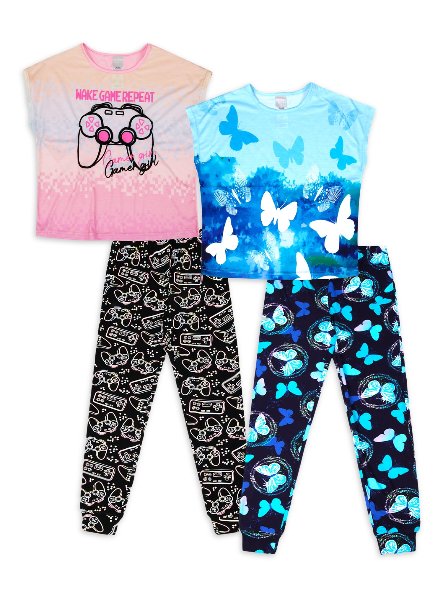 Jellifish Kids Girls Short Sleeve Top and Jogger Pant 2-Pack Sleep Set ...
