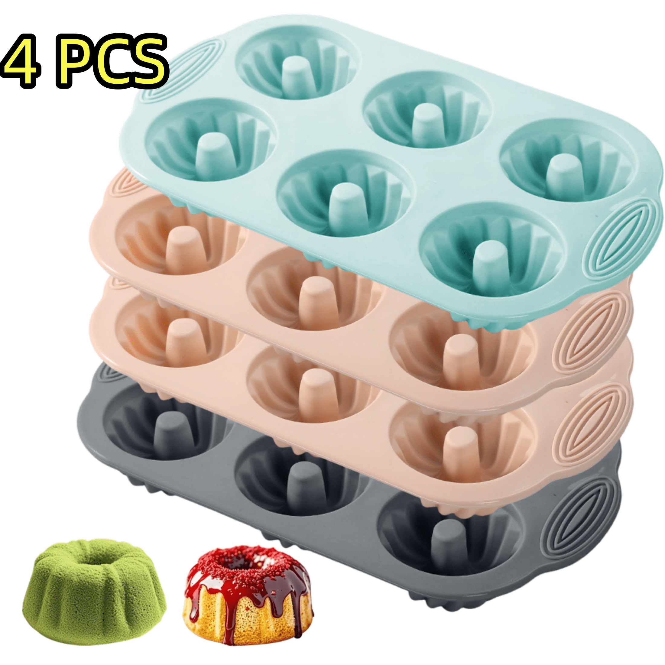 CCFJello Molds 4pcs Silicone Fluted Tube jello mold can, 6 Cavity ...