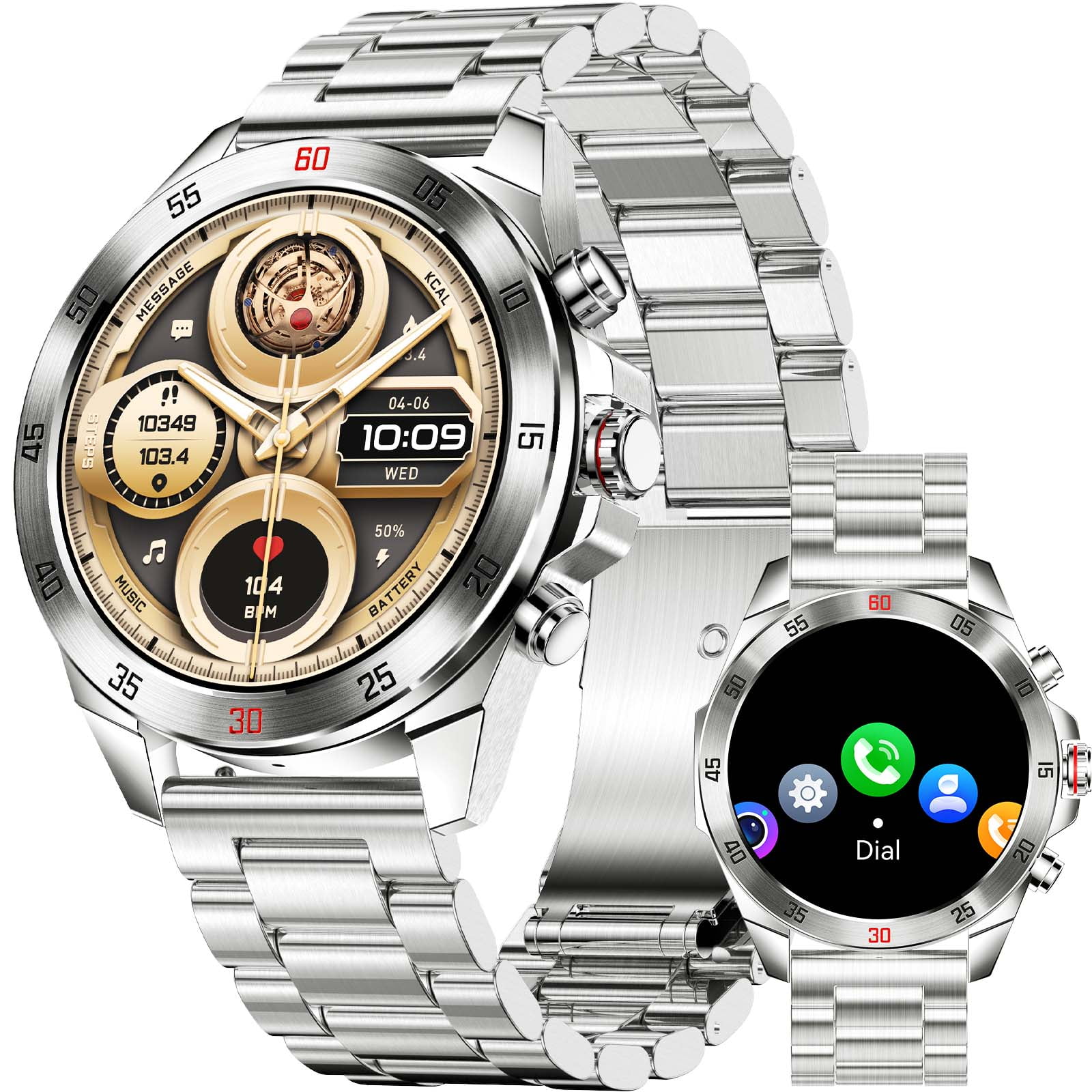 Jelloo NX1P 1.43'' AMOLED Rugged Smart Watch for Men with Stainless ...