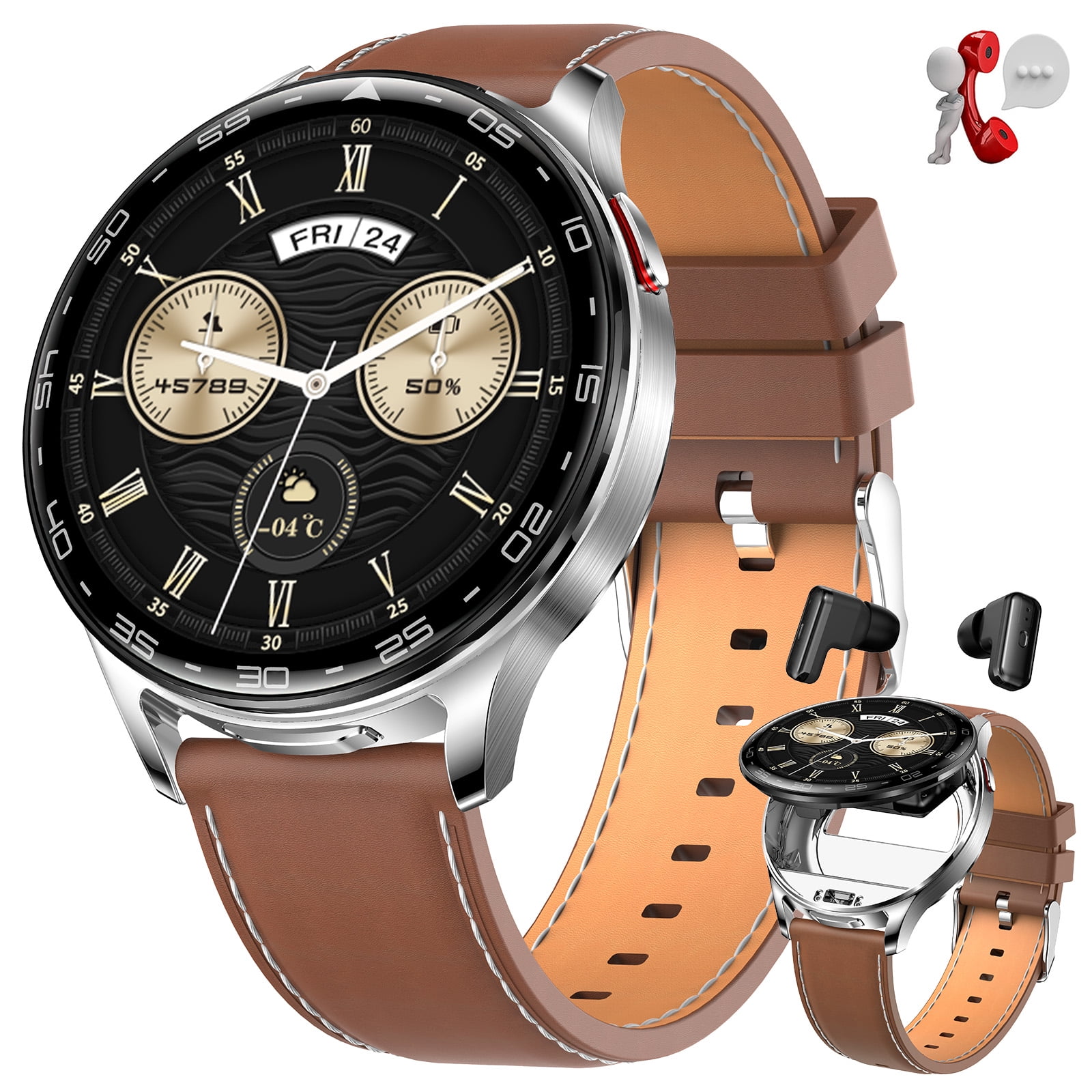 Jelloo Smart Watches for Men Women, with Earbuds Bluetooth Call 1.39 ...