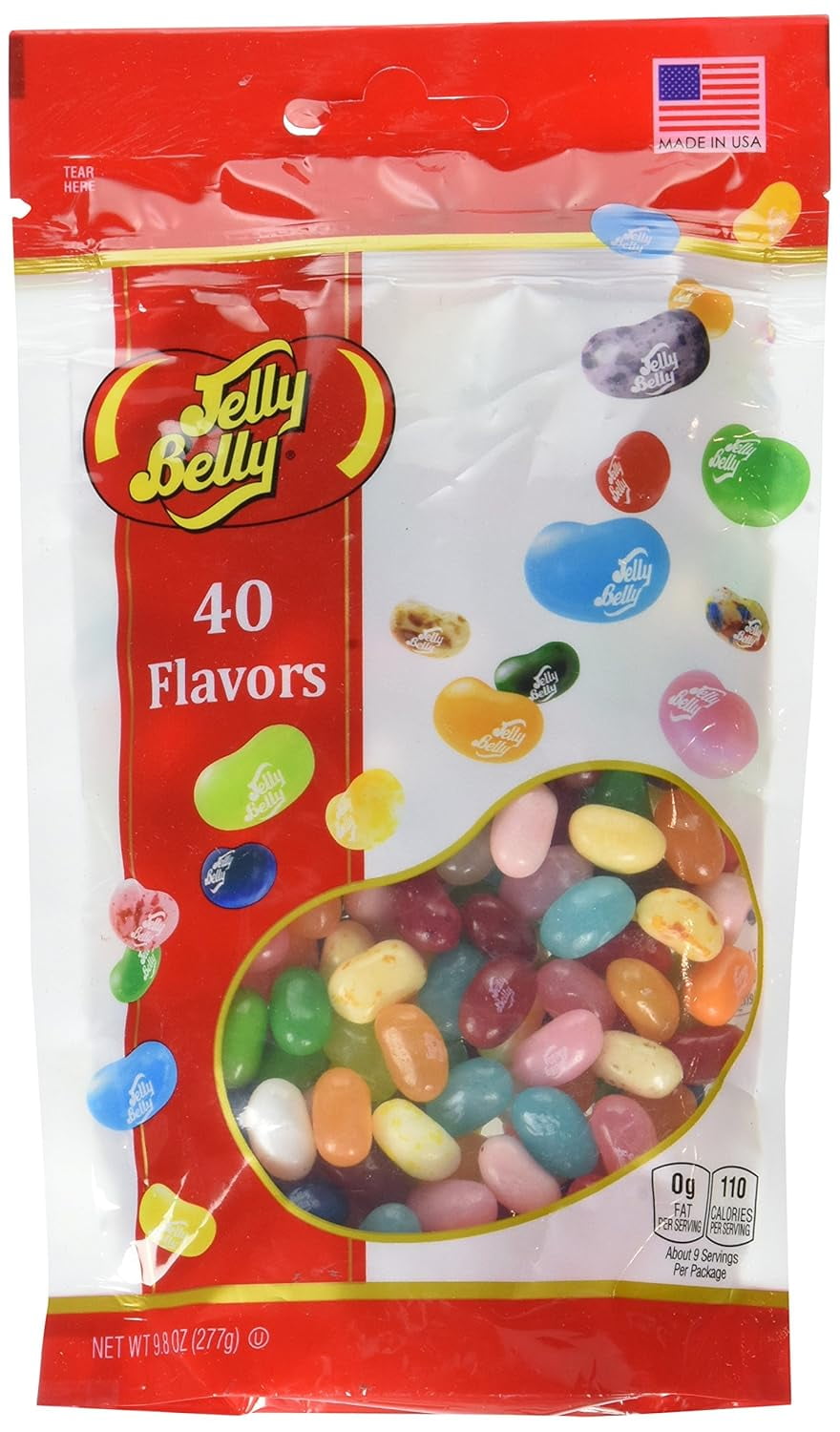 Jelly Belly 40 Assorted Jelly Beans, Resealable 9.8 Ounce Pouch Bag ...
