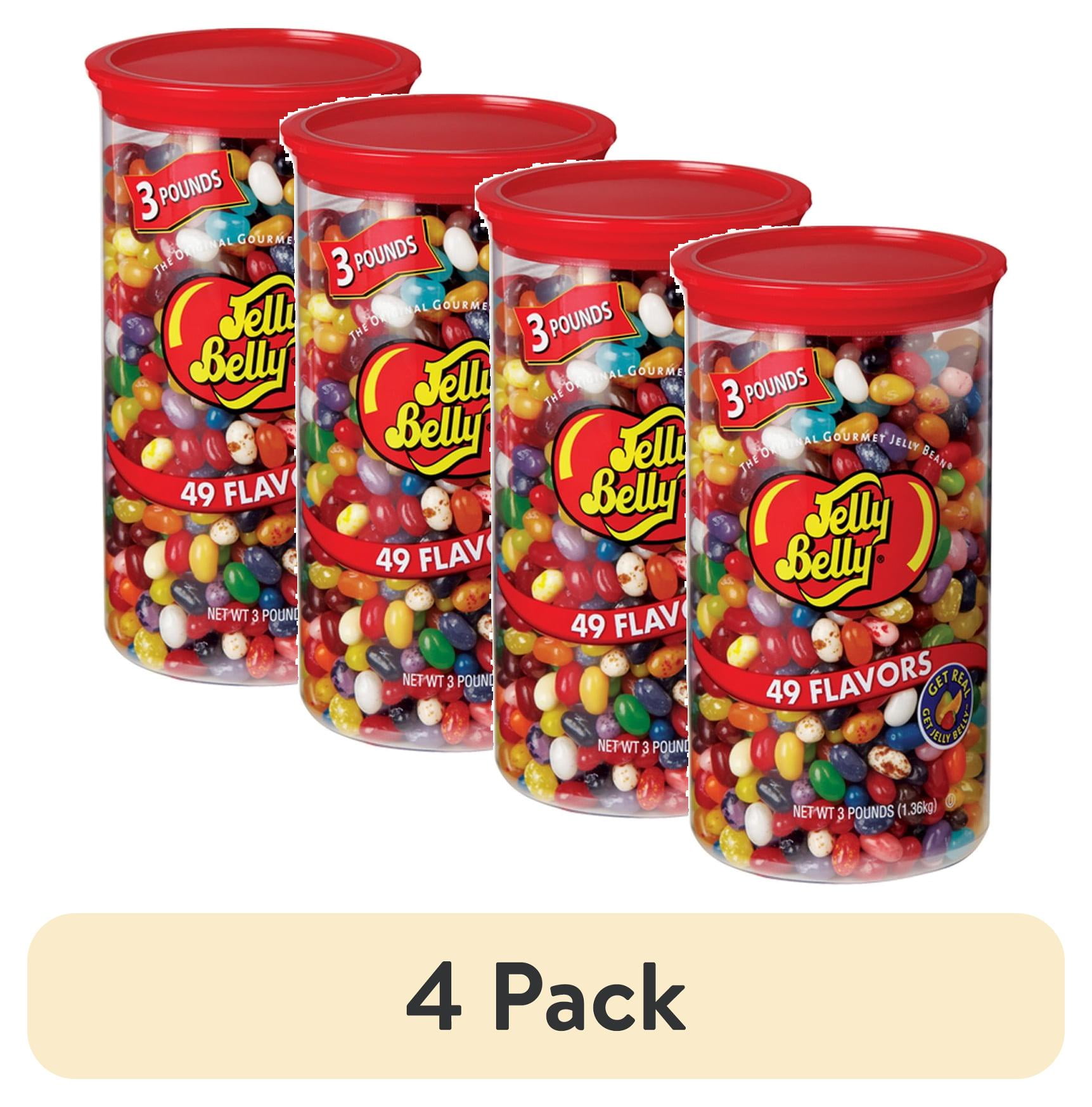 (4 pack) Jelly Belly 49 Assorted Jelly Bean Flavors, 3-Pound Clear Can ...