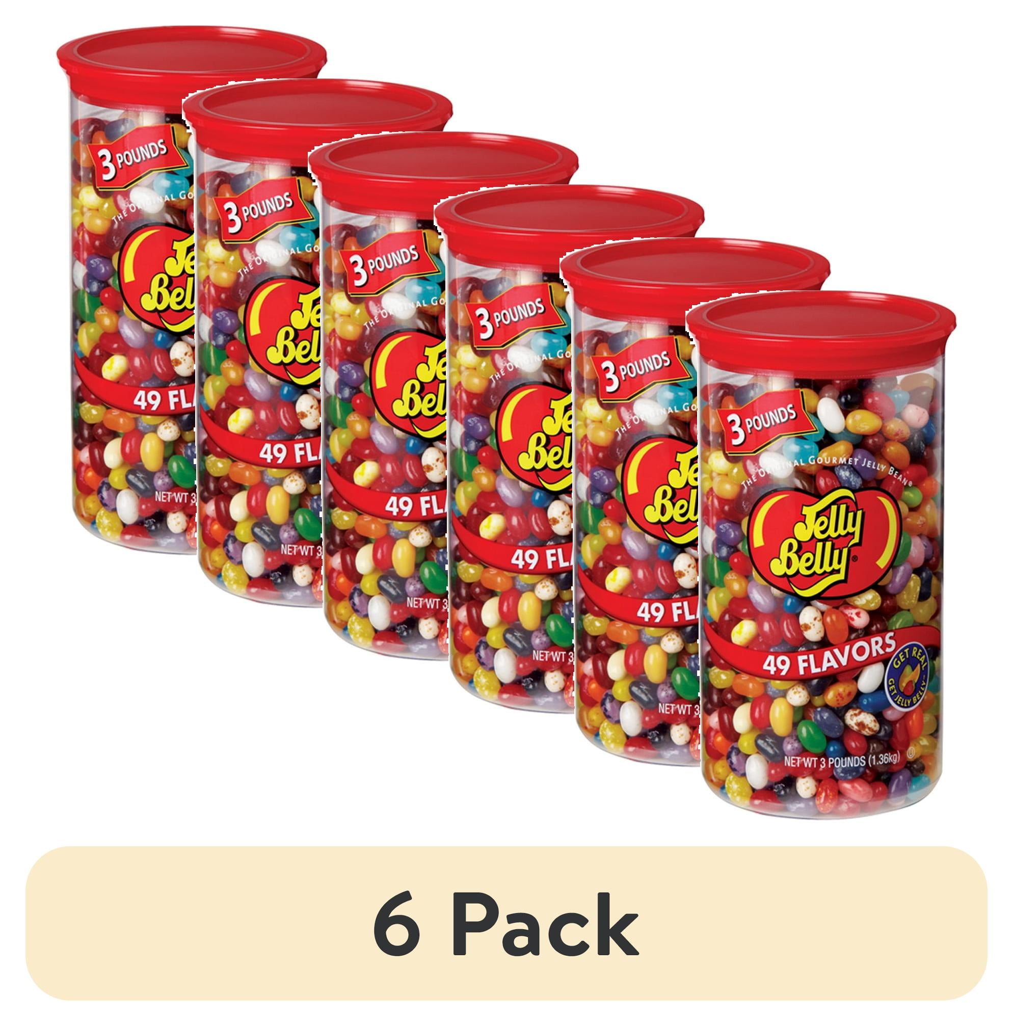 (6 pack) Jelly Belly 49 Assorted Jelly Bean Flavors, 3-Pound Clear Can ...