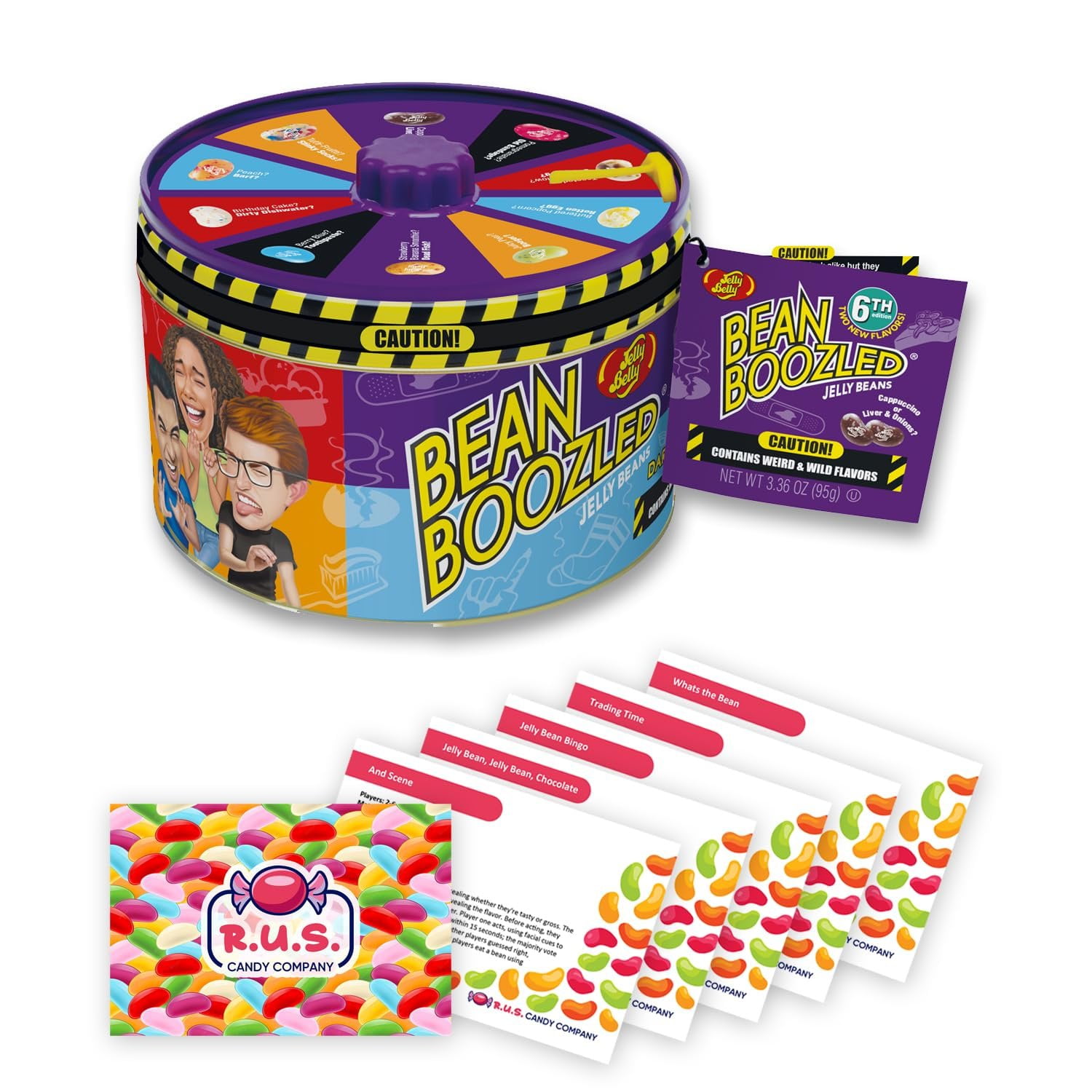 Jelly Belly Bean Boozled Candy Spinner Tin NEW EDITION + 5 R.U.S. Jelly ...