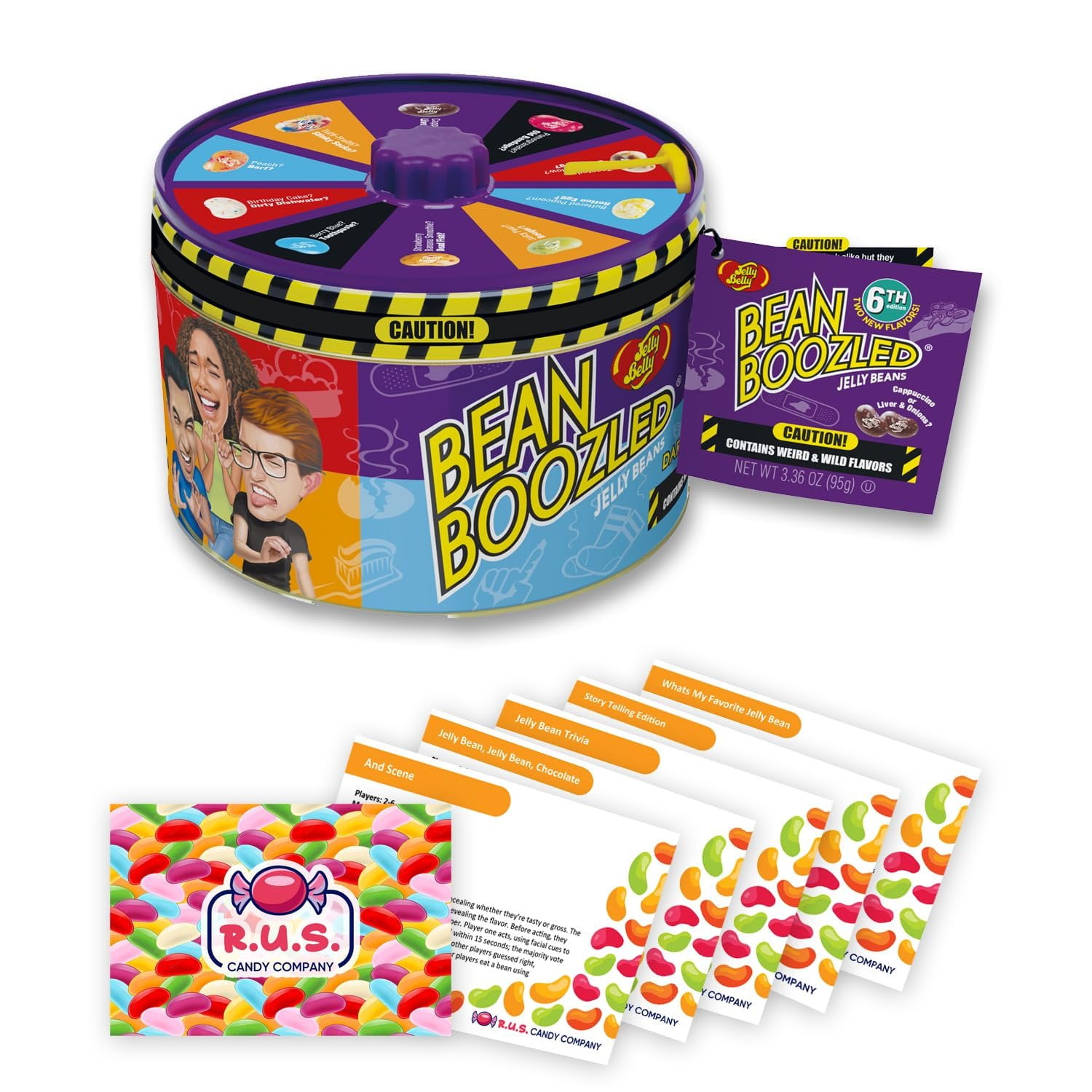 Jelly Belly Bean Boozled Candy Spinner Tin NEW EDITION + 5 R.U.S. Jelly ...