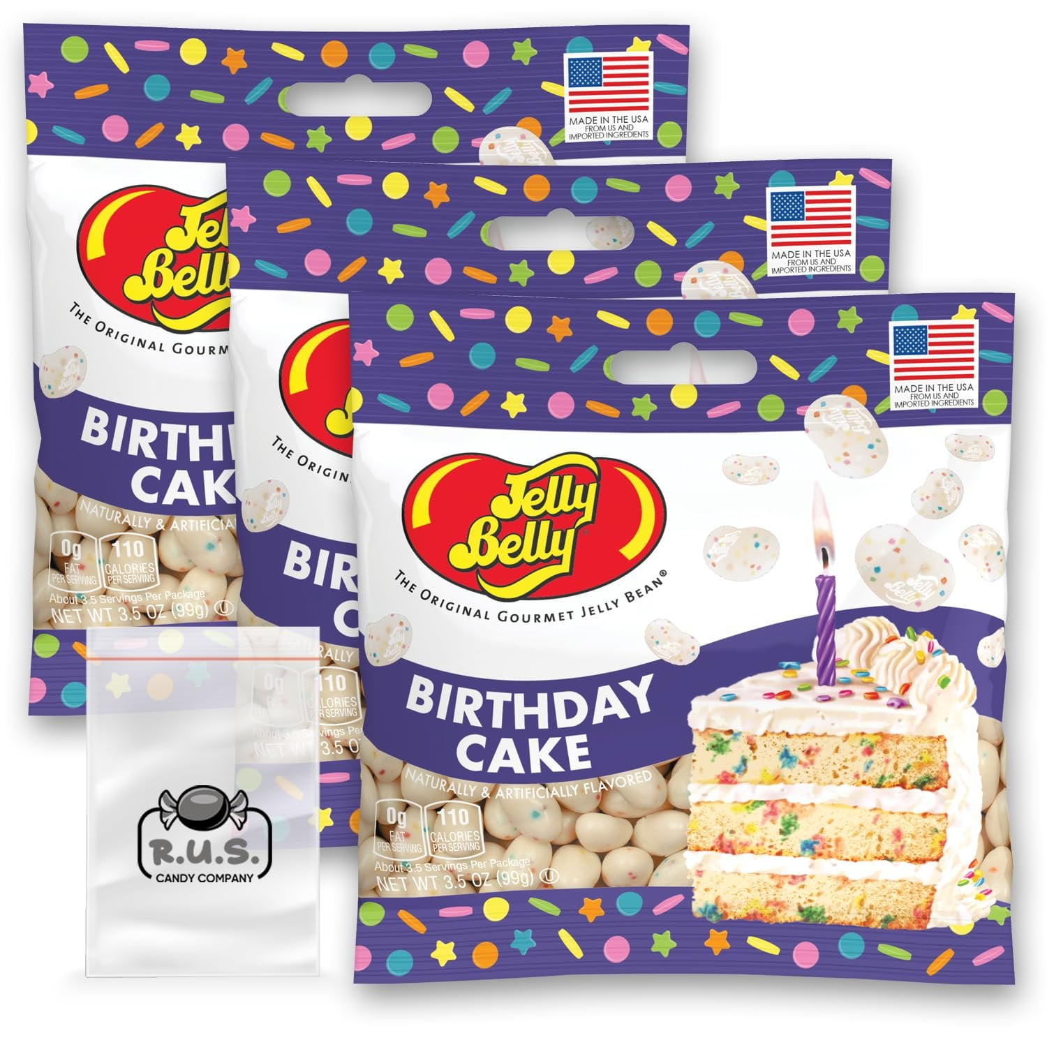 Jelly Belly Birthday Cake Jelly Beans- 3 Pack - 3.5 oz Each, Gourmet ...