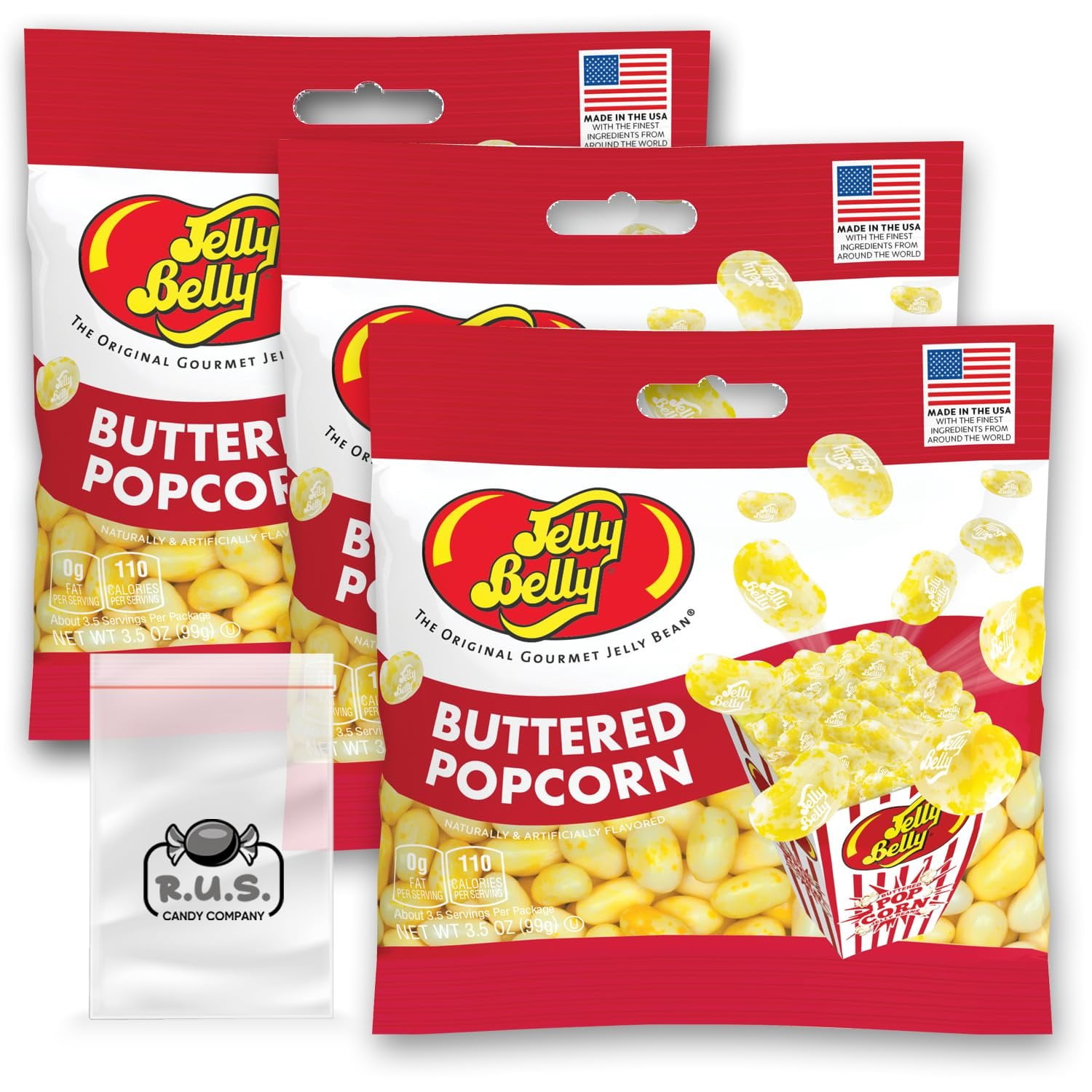 Jelly Belly Buttered Popcorn Jelly Beans- 3 Pack - 3.5 oz each, Gourmet ...