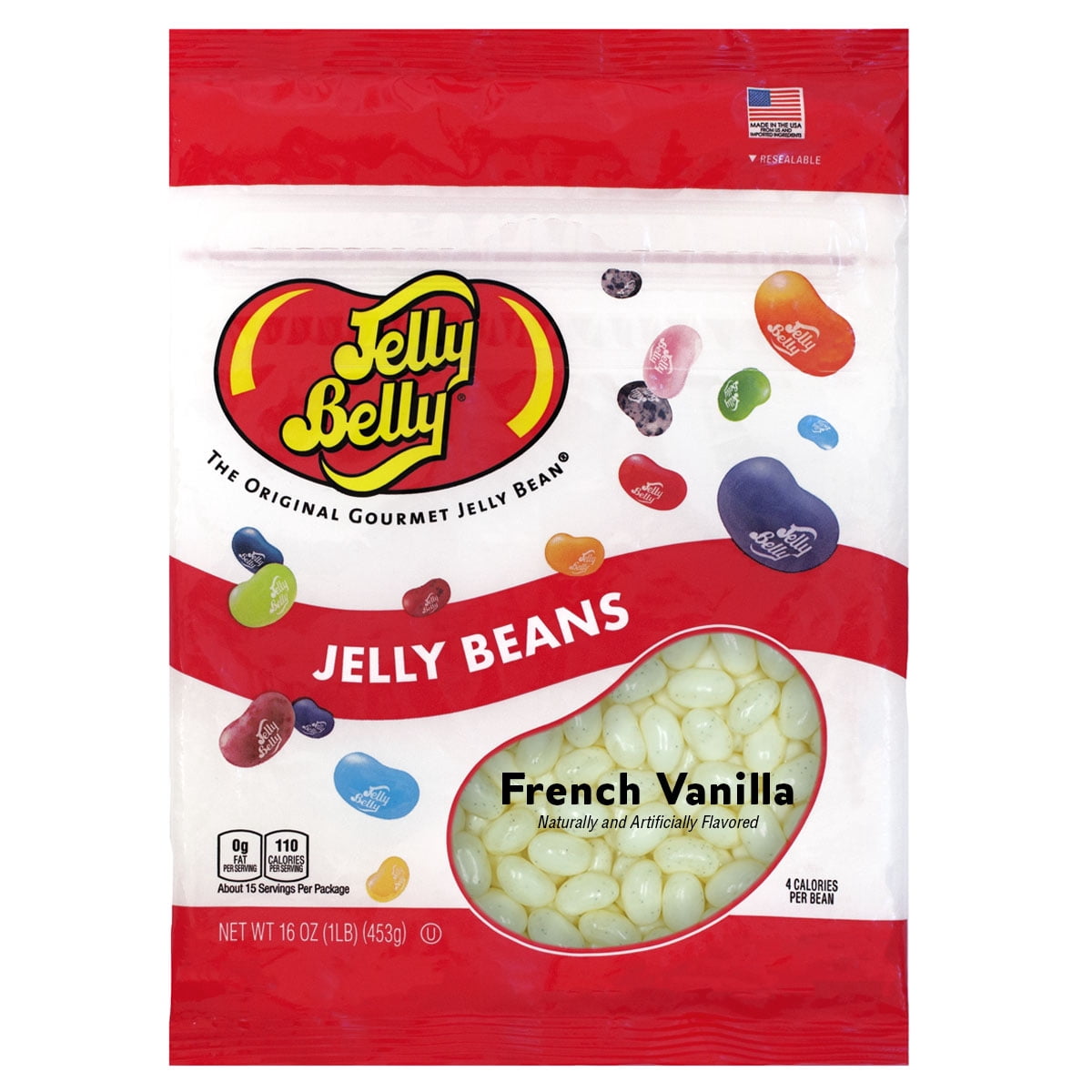 Jelly Belly French Vanilla Jelly Beans - 1 Pound Resealable Bag, Creamy ...