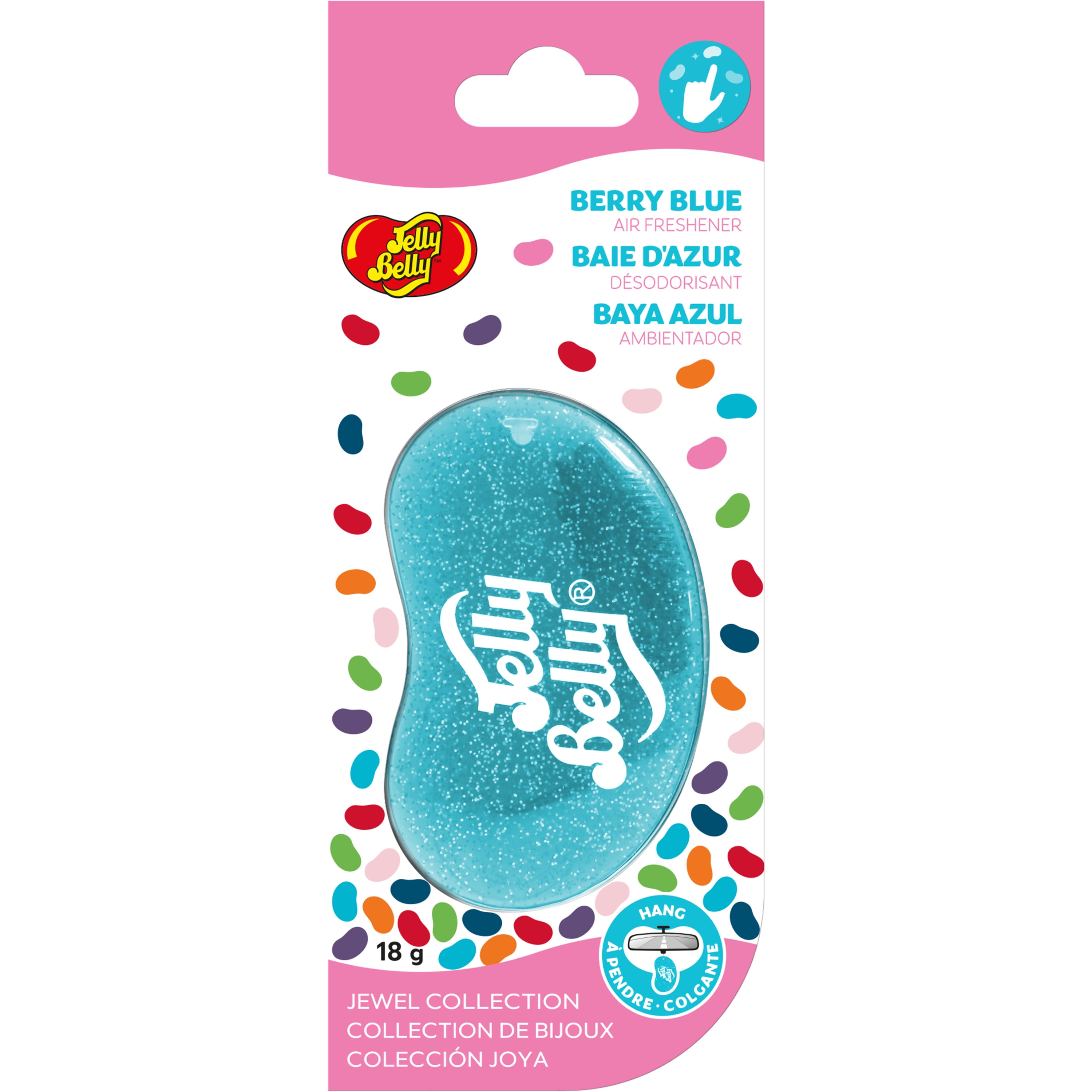 Jelly Belly Hanging Gel Car Air Freshener (Berry Blue Scent, 1 Pack ...