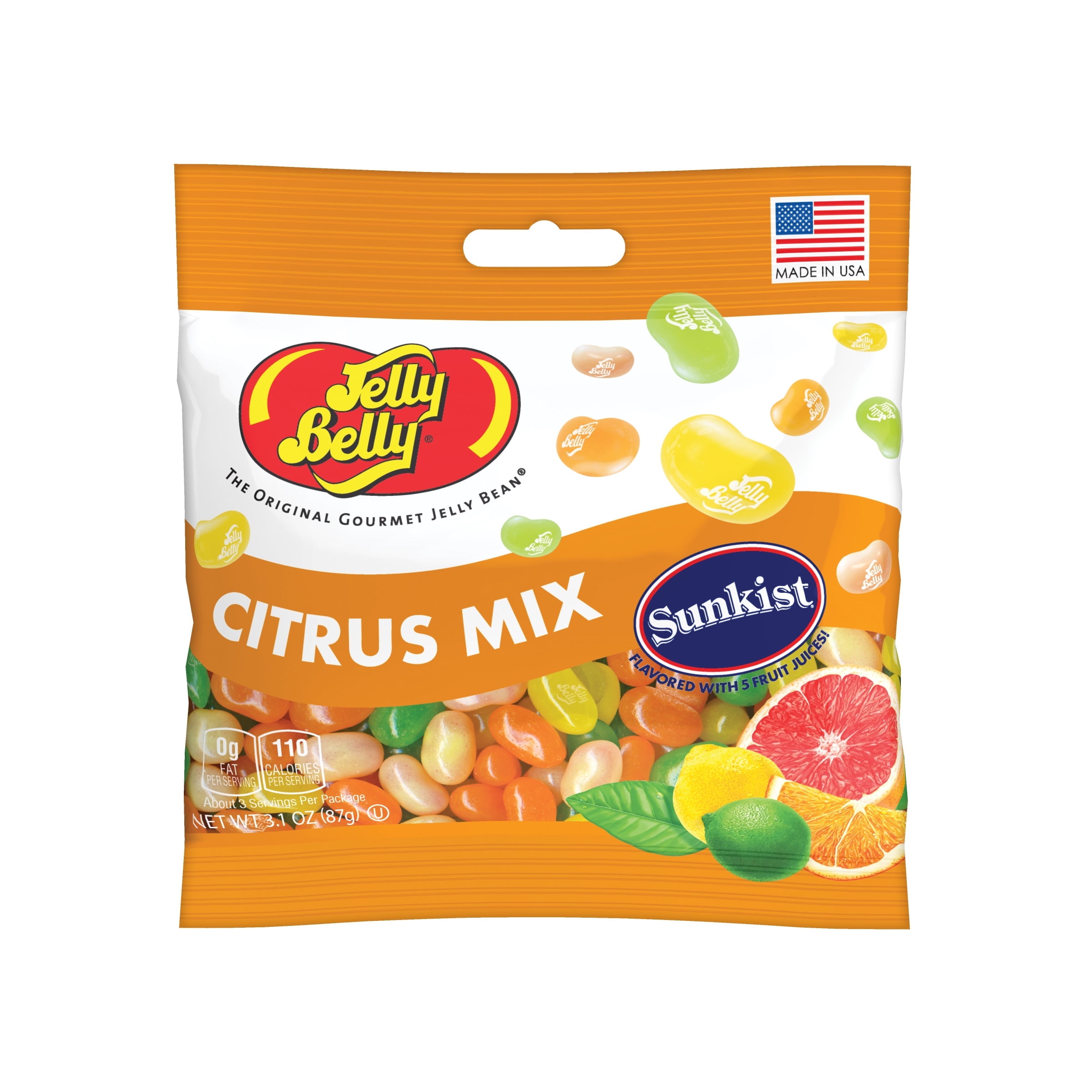 Jelly Belly Sunkist Citrus Mix Jelly Beans - 3.5 oz Grab & Go® Bag ...