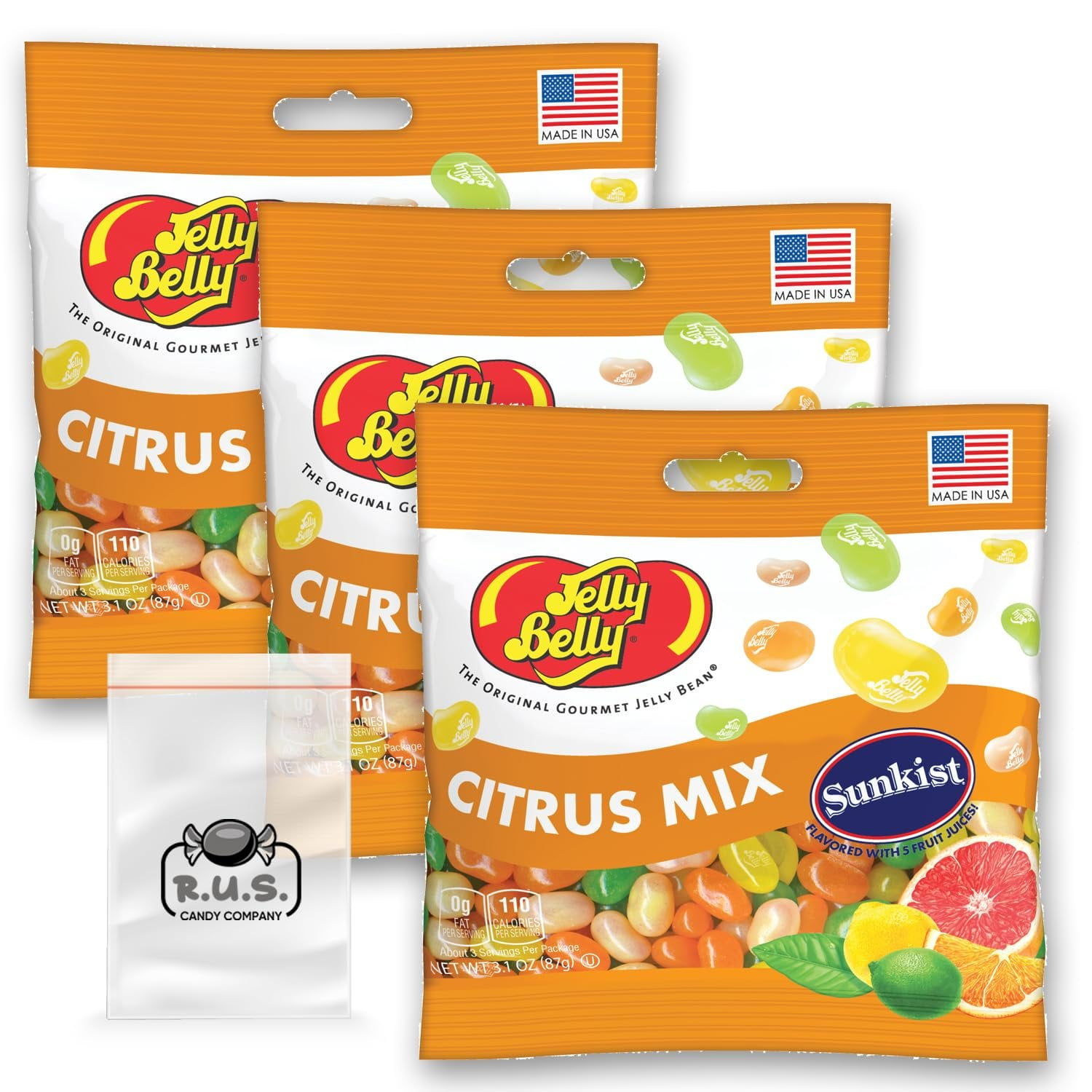 Jelly Belly Sunkist Citrus Mix Jelly Beans- 3 Pack - 3.5 oz each ...