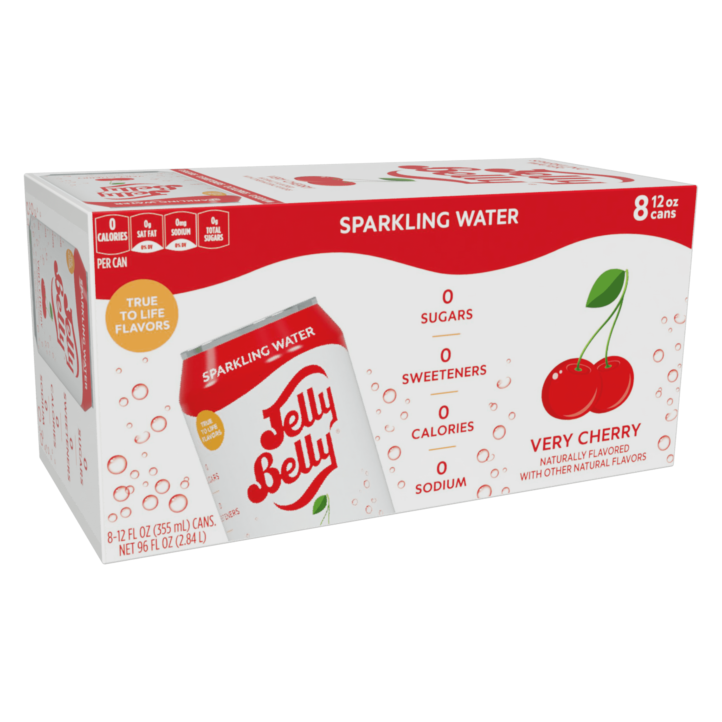 Jelly Belly Very Cherry Sparkling Water, Sugar Free Carbonated Water, 12 oz, 8 Pack - Walmart.com