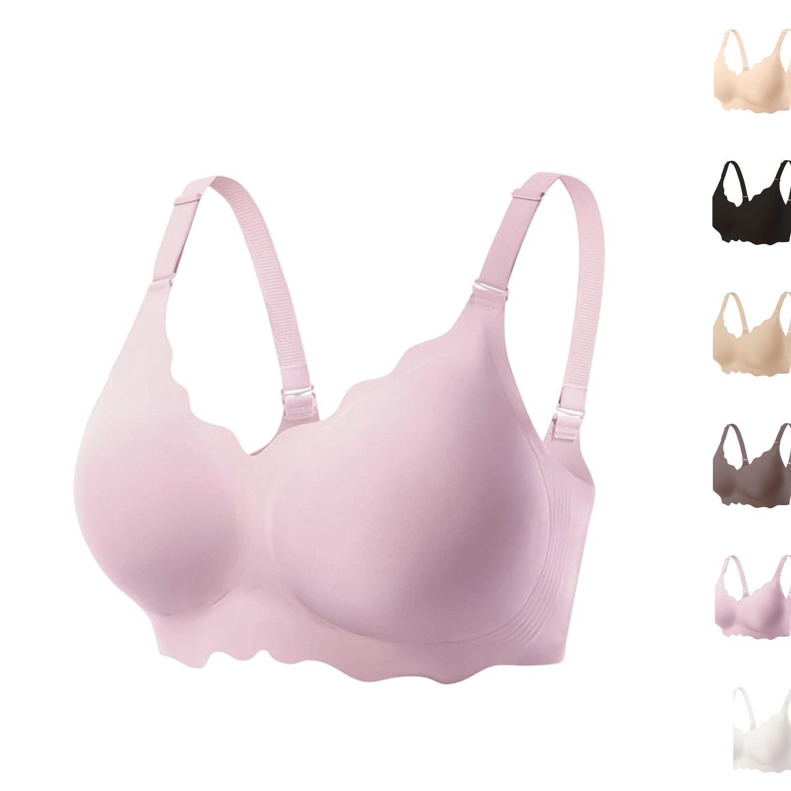 Jelly Bras for Women No Underwire Scalloped Push Up Wireless Bralettes ...