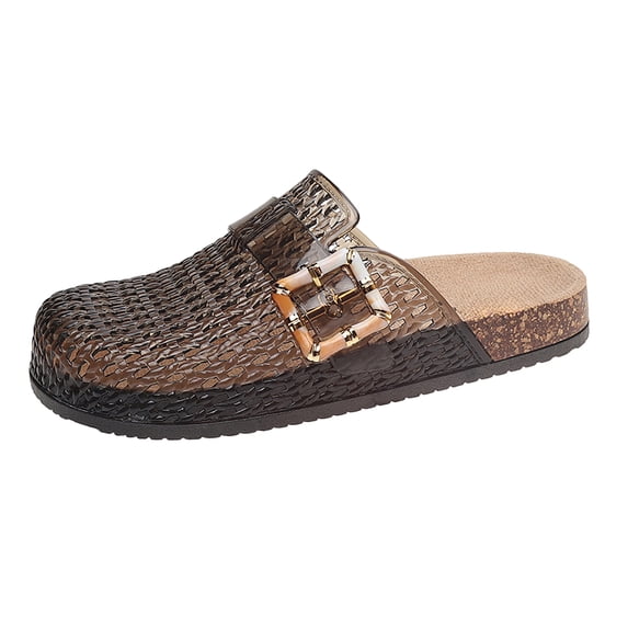 Jelly Clogs for Women Soft Cork Footbed Buckle Close Toe Sandals Slip ...