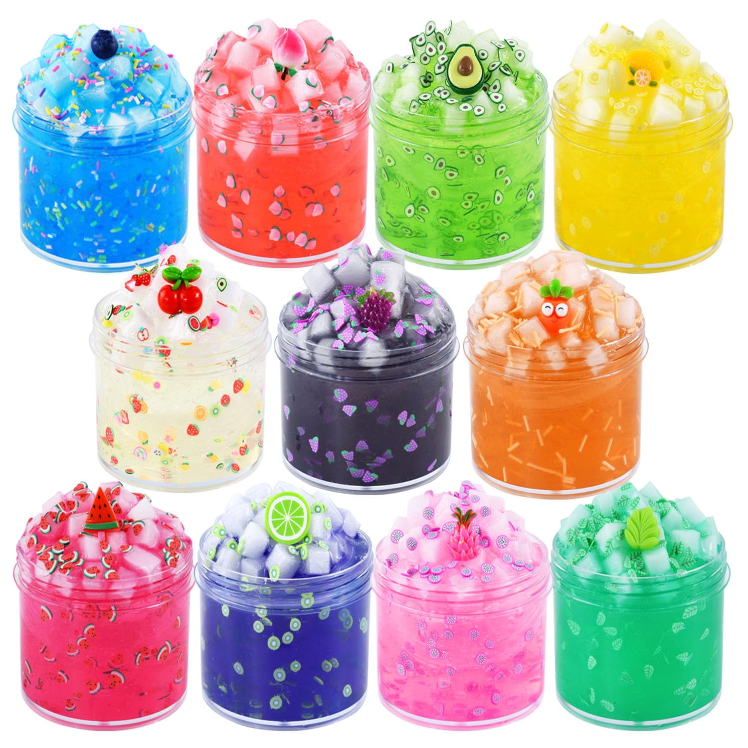 Jelly Cube Crunchy Crystal Slime Kit-11 Pack,Super Soft and Non-Sticky ...