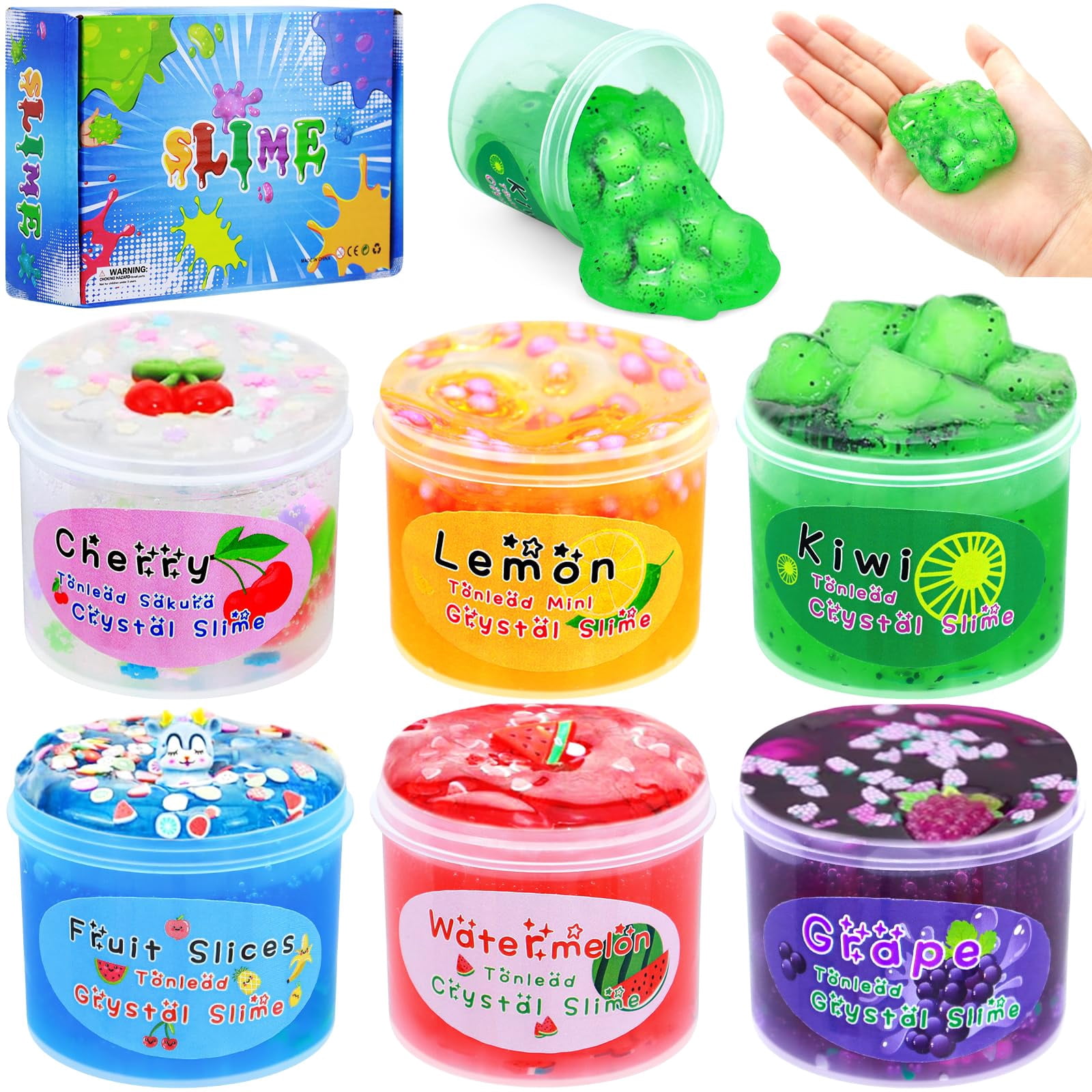 Jelly Cube Slime Kit, 6 Pack for Kids, Crunchy Slime, Slime Birthday ...