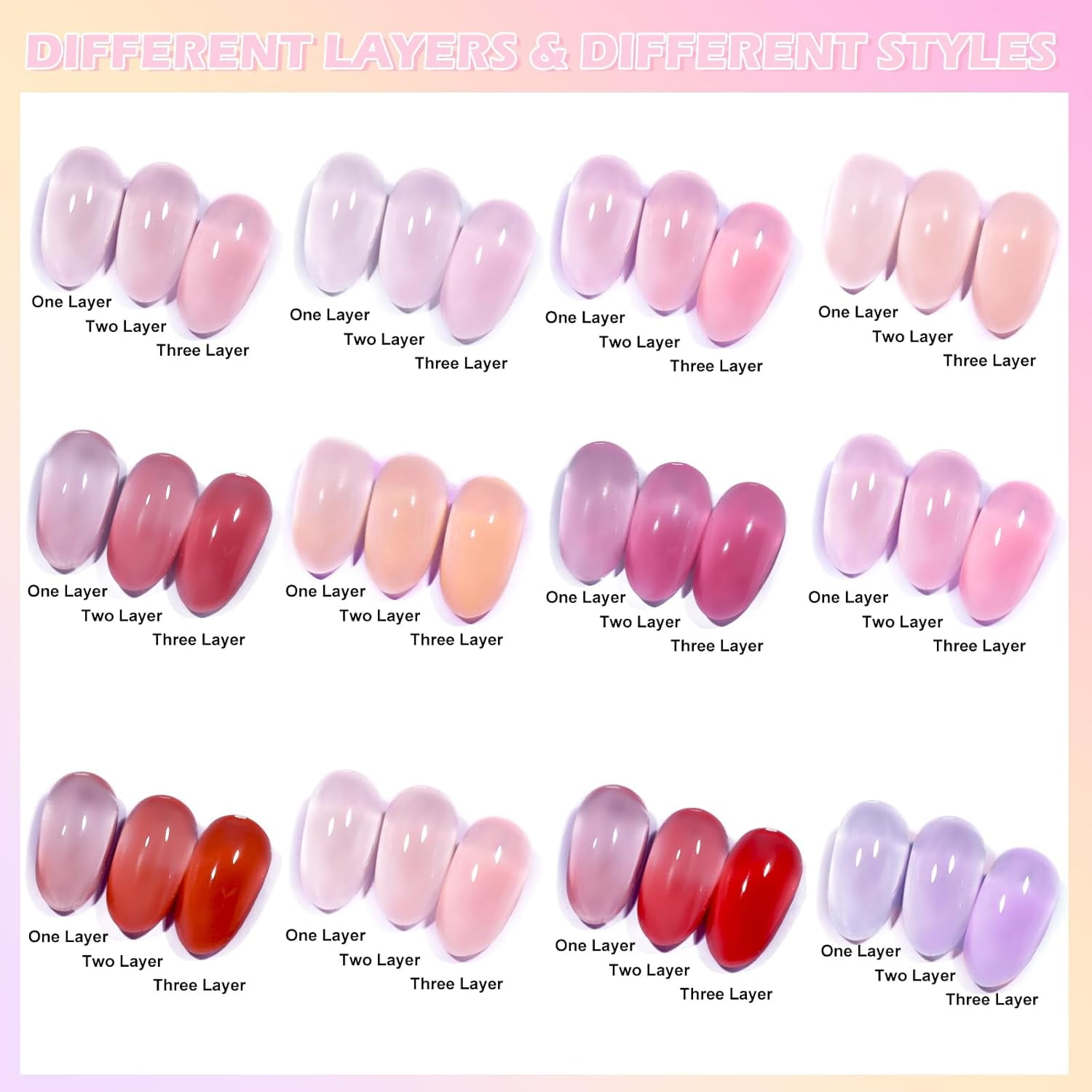 Jelly Gel Nail Polish Set 12 Pcs Autumn Sheer Nude Pink Jelly Nail 3041