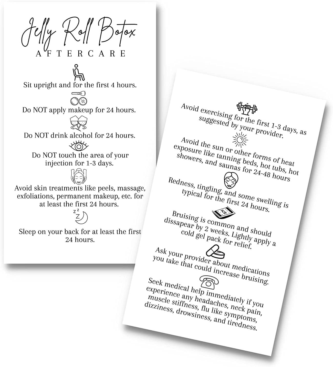 Jelly Roll Botox Aftercare Instruction Cards Physical Printed 2x3.5 in ...