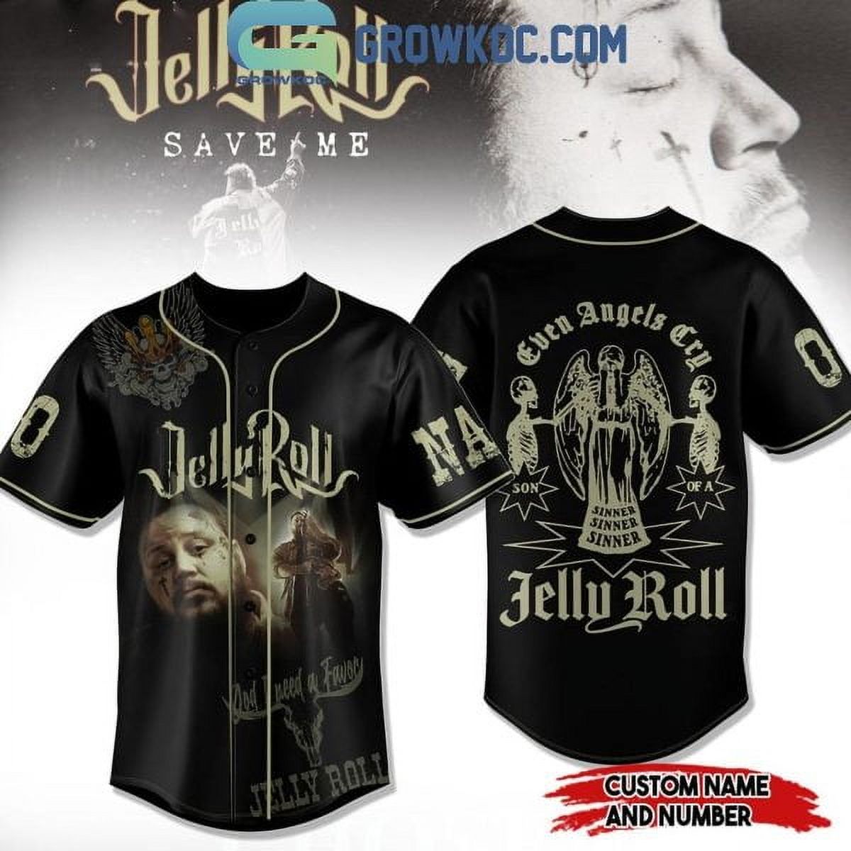 Jelly Roll Even Angels Cry Sinner Personalized Baseball Jersey ...