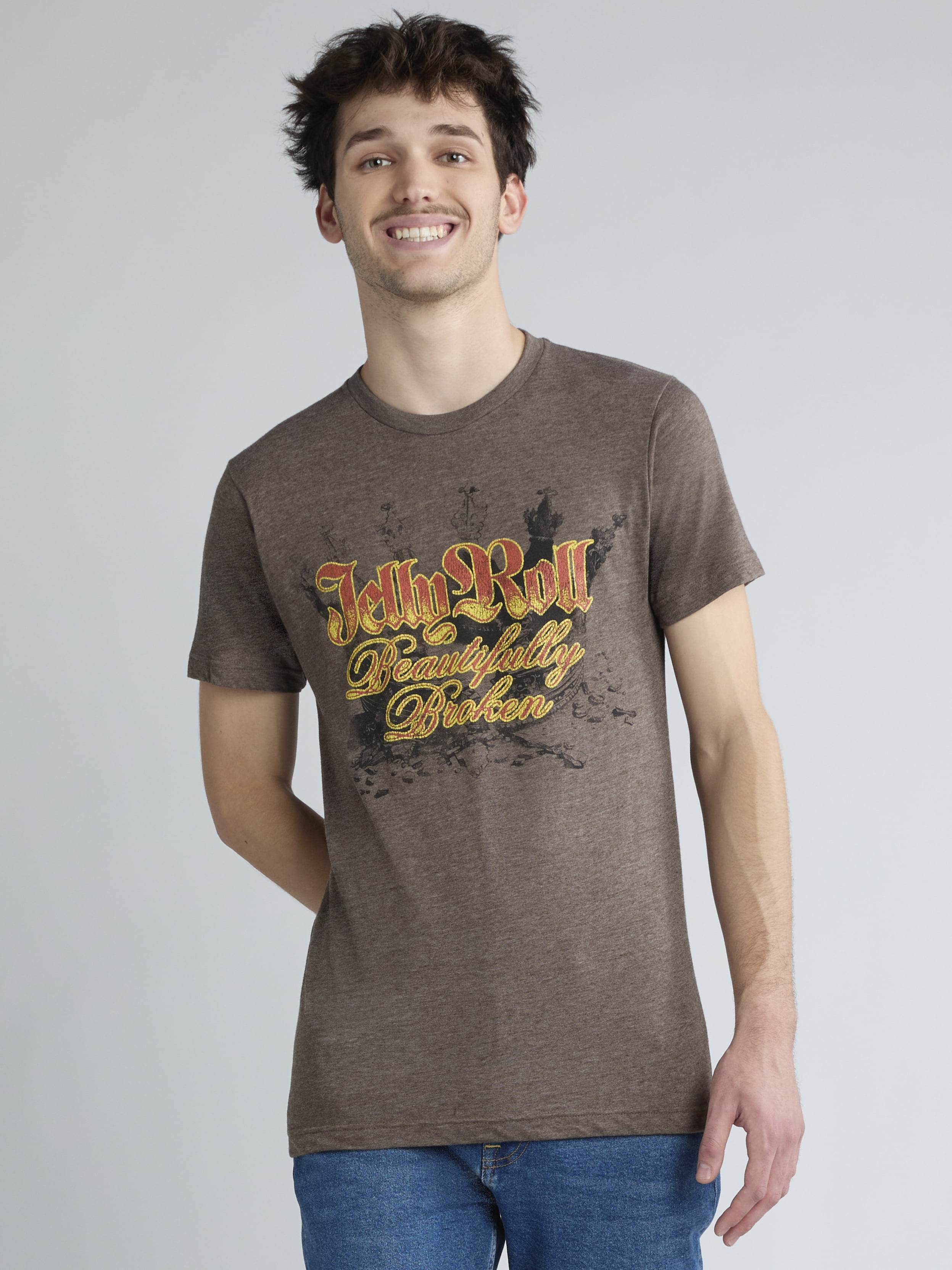 Jelly Roll Men’s Graphic Tee Beautifully Broken Graffiti Style Cotton ...