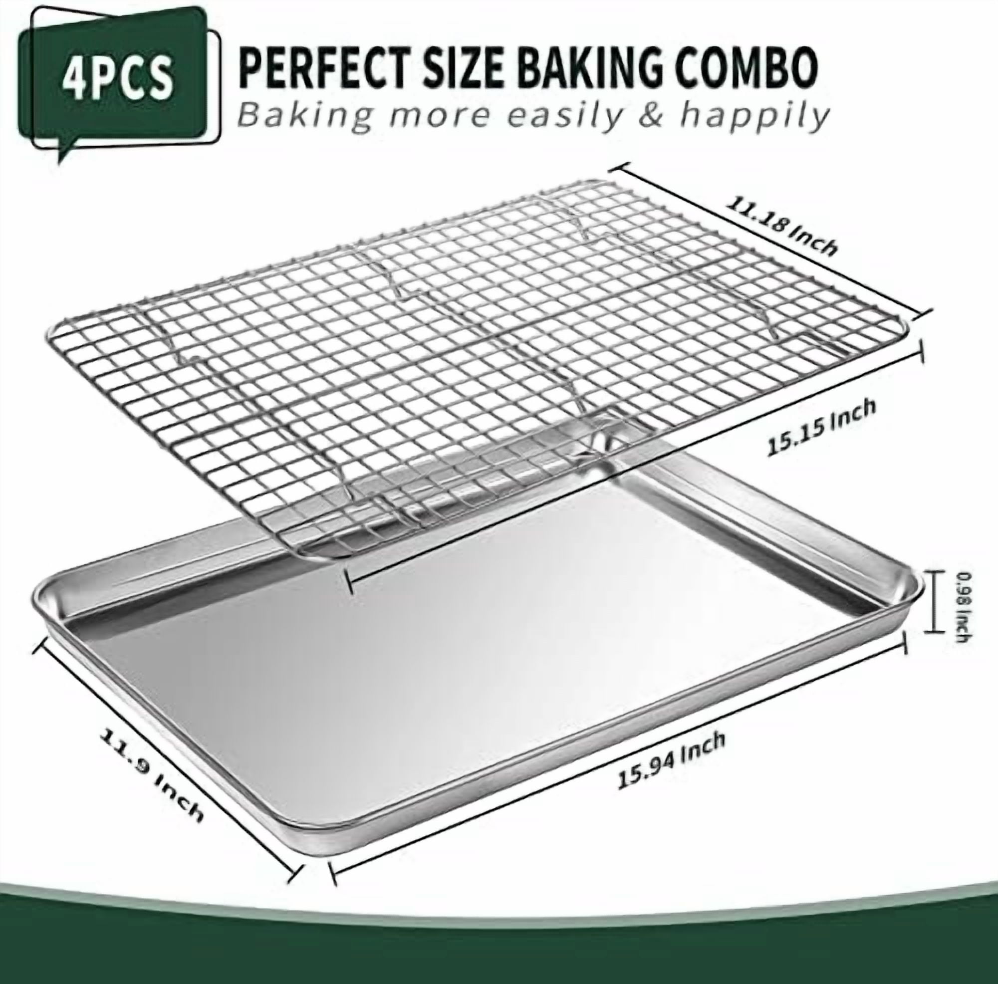 Jelly Roll Pan with Cooling Rack Set [2 Baking Pans + 2 Baking Racks ...
