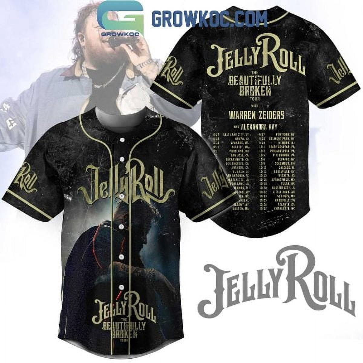 Jelly Roll Schedule Of The Beautifully Broken Tour 2024 Baseball Jersey ...