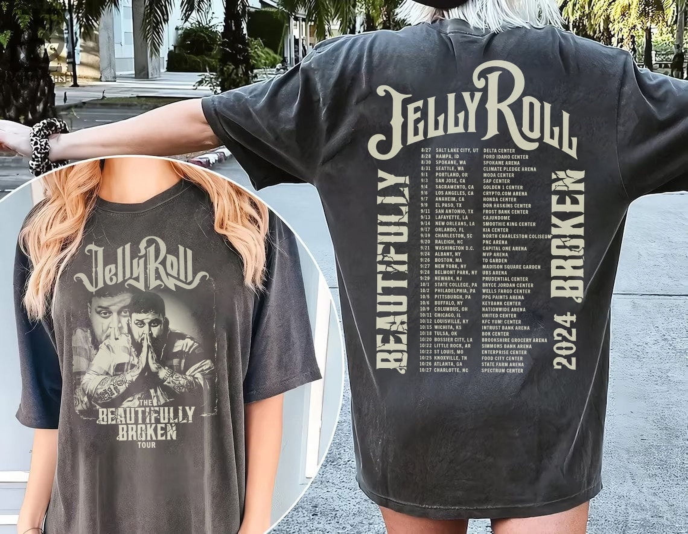 Jelly Roll The Beautifully Broken Tour 2024 2 side Shirt, Jelly Roll ...