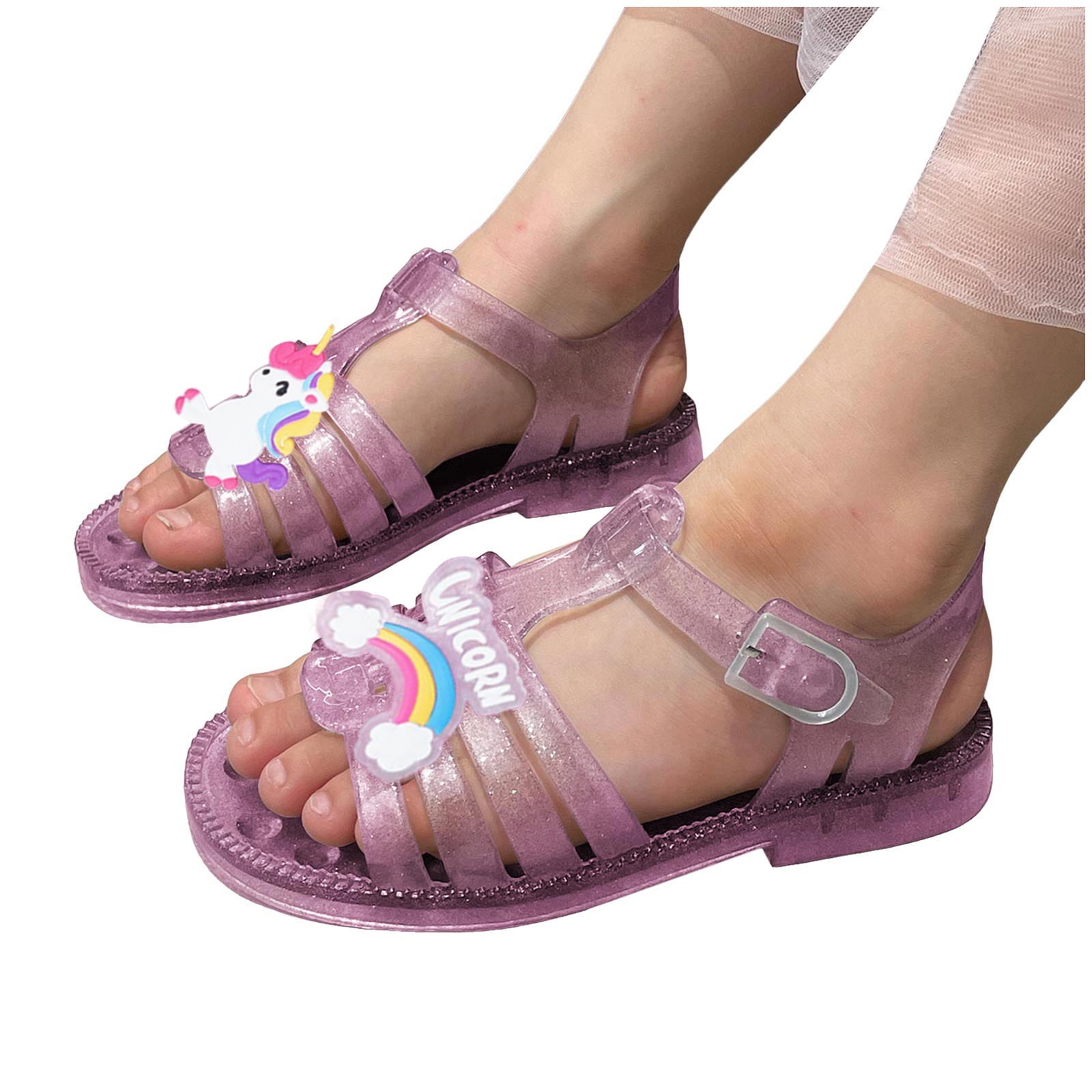 Jelly Sandals for Girls Toddler Kids Cute Animal Rainbow Open Toe Princess Summer Beach Flats ...