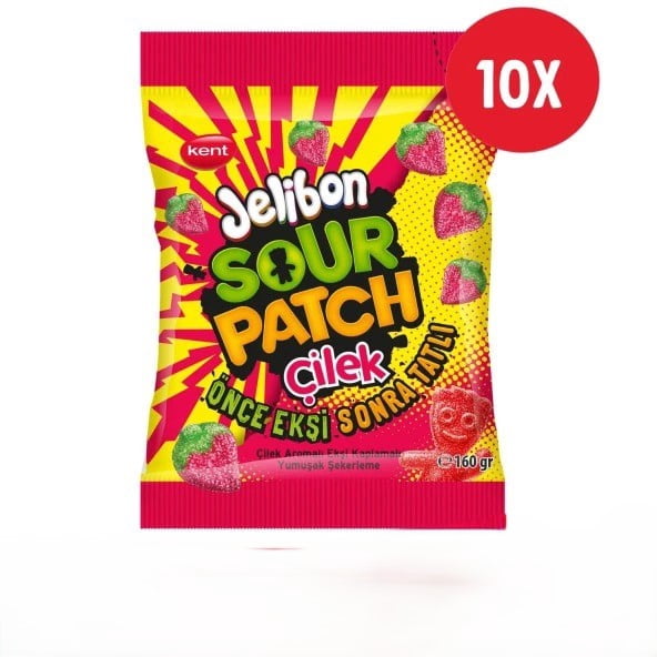 Jelly Sour Patch Strawberry Flavored Soft Candy 160 gr - 10 Pcs ...
