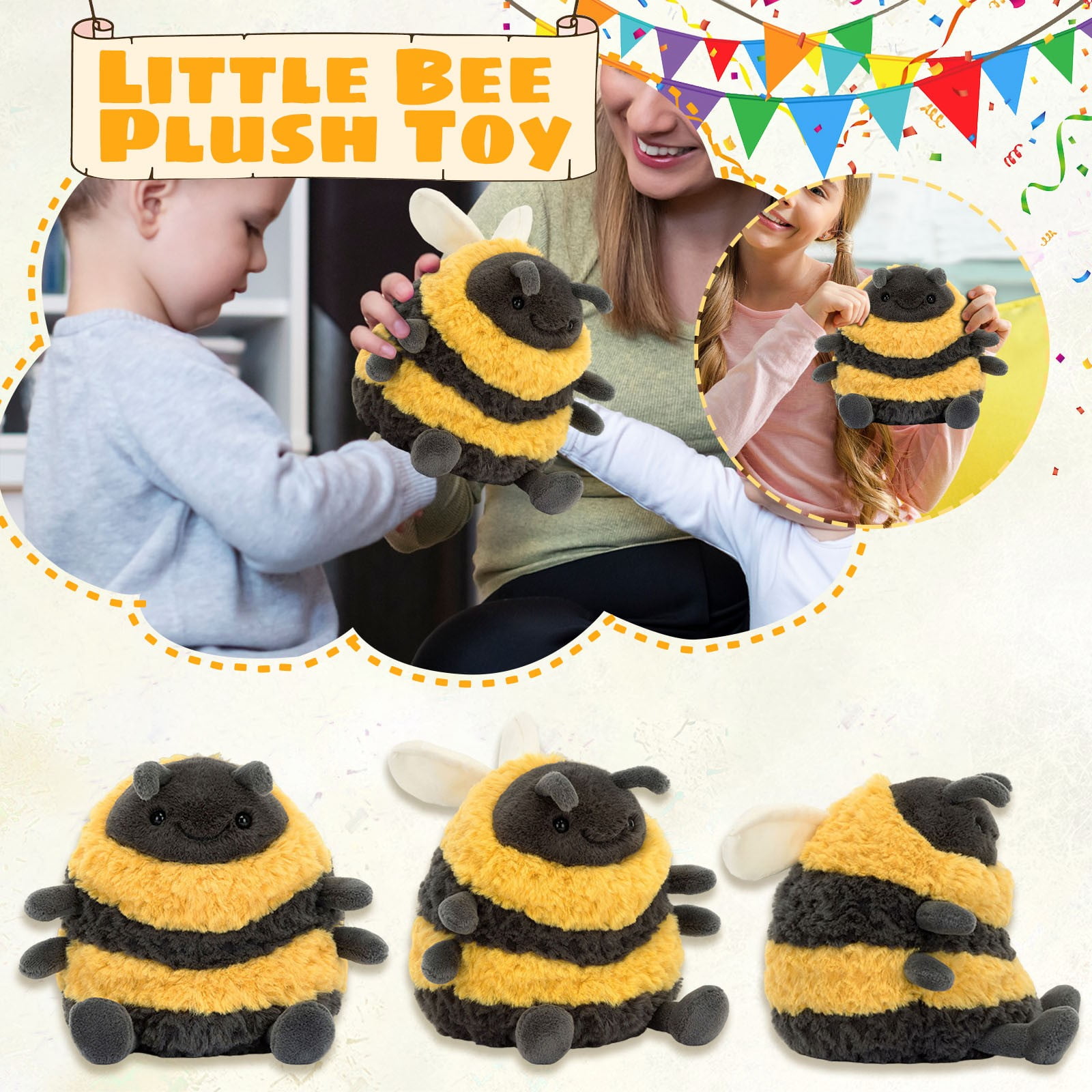 Jellycat Albee Bee Plush Toy, 6.29in - Ideal for Snuggling and Playtime ...