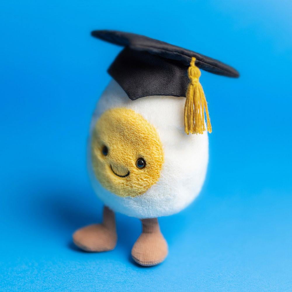 Jellycat Amuseables Boiled Egg Graduation Plush Toy - Cute Soft Stuffed ...