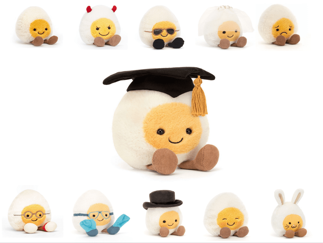 Jellycat Amuseables Boiled Egg Graduation Plush Toy Super Soft ...
