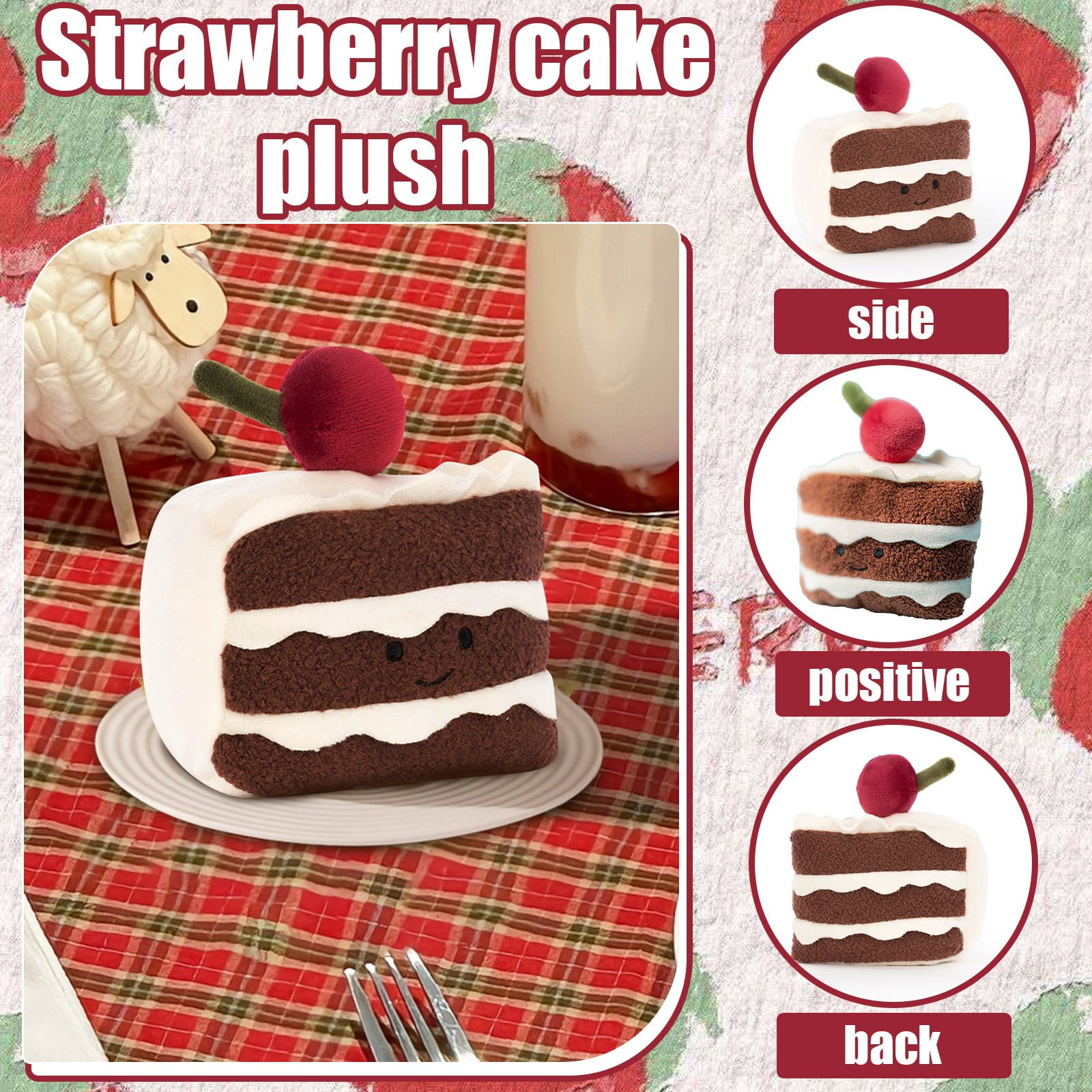 Jellycat Amuseables A Piece of Strawberry Birthday Cake Lovely Plush ...