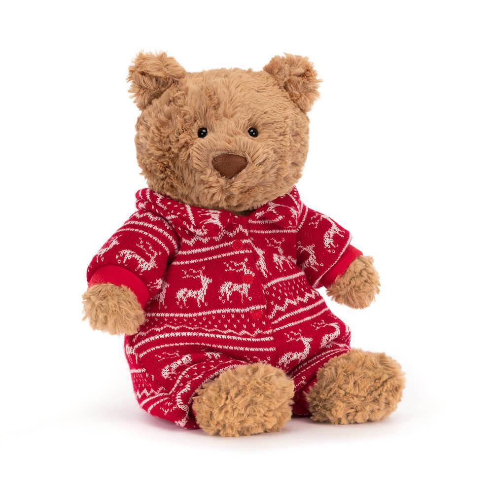 Jellycat Bartholomew Bear Plush Stuffed Animal Toy with Winter Pyjamas ...
