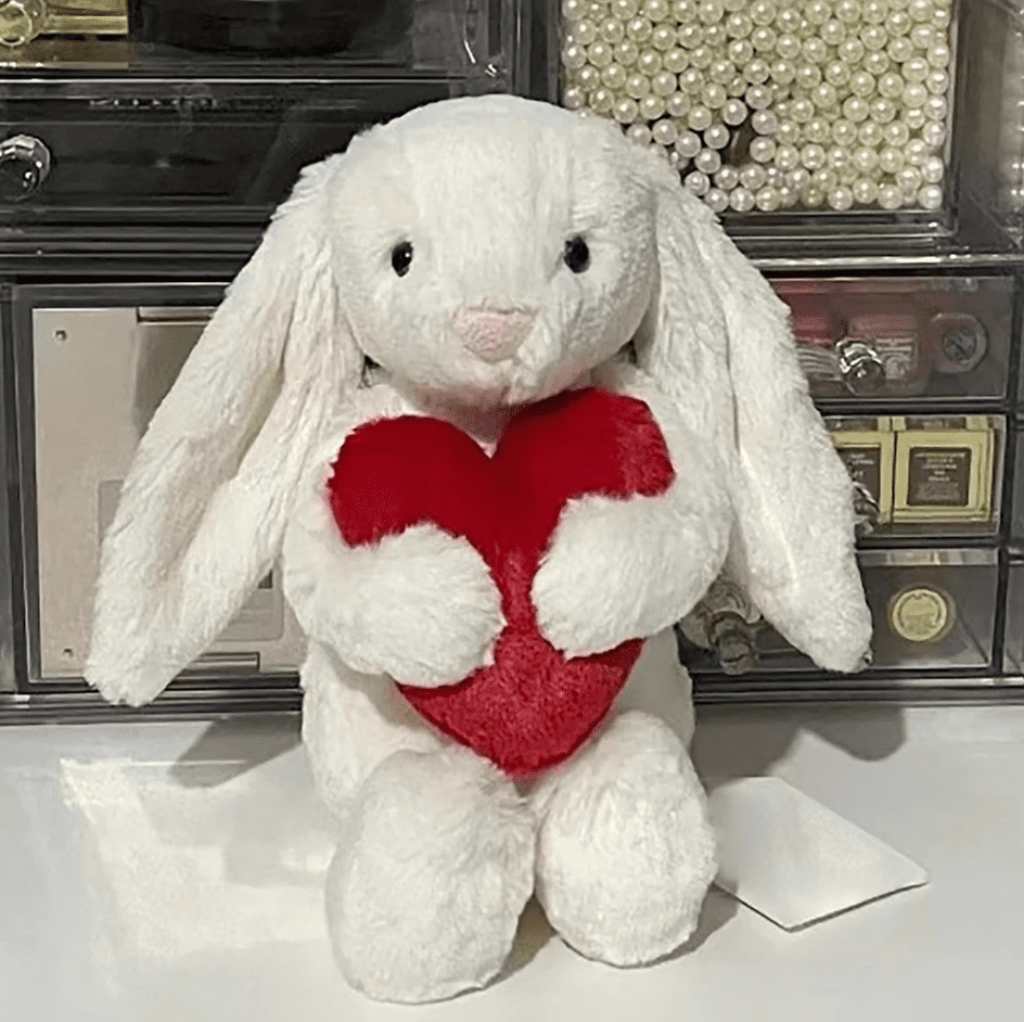 Jellycat Bashful Bunny Stuffed Animal with Red Heart, 12.2" Plush Toy ...